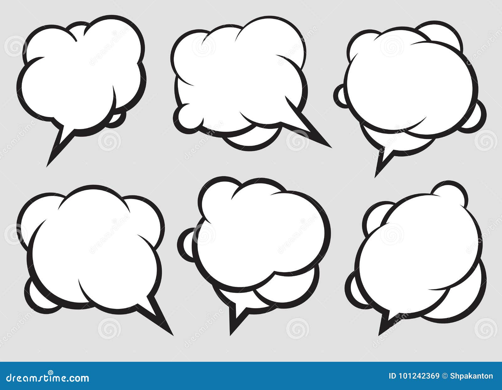 Collection of Comic Style Vector Speech Bubbles with White Fill Stock ...