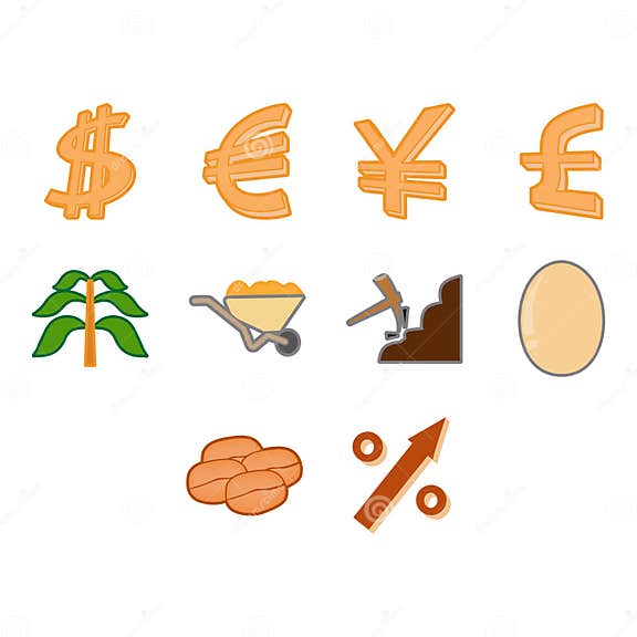 Commodities icon set stock vector. Illustration of logo - 258604182