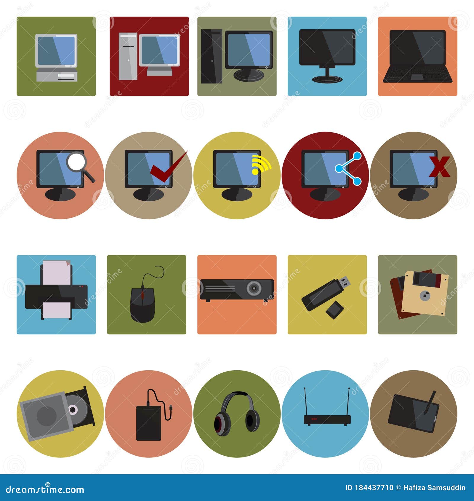 Collection of Computer Devices. Vector Illustration Decorative ...
