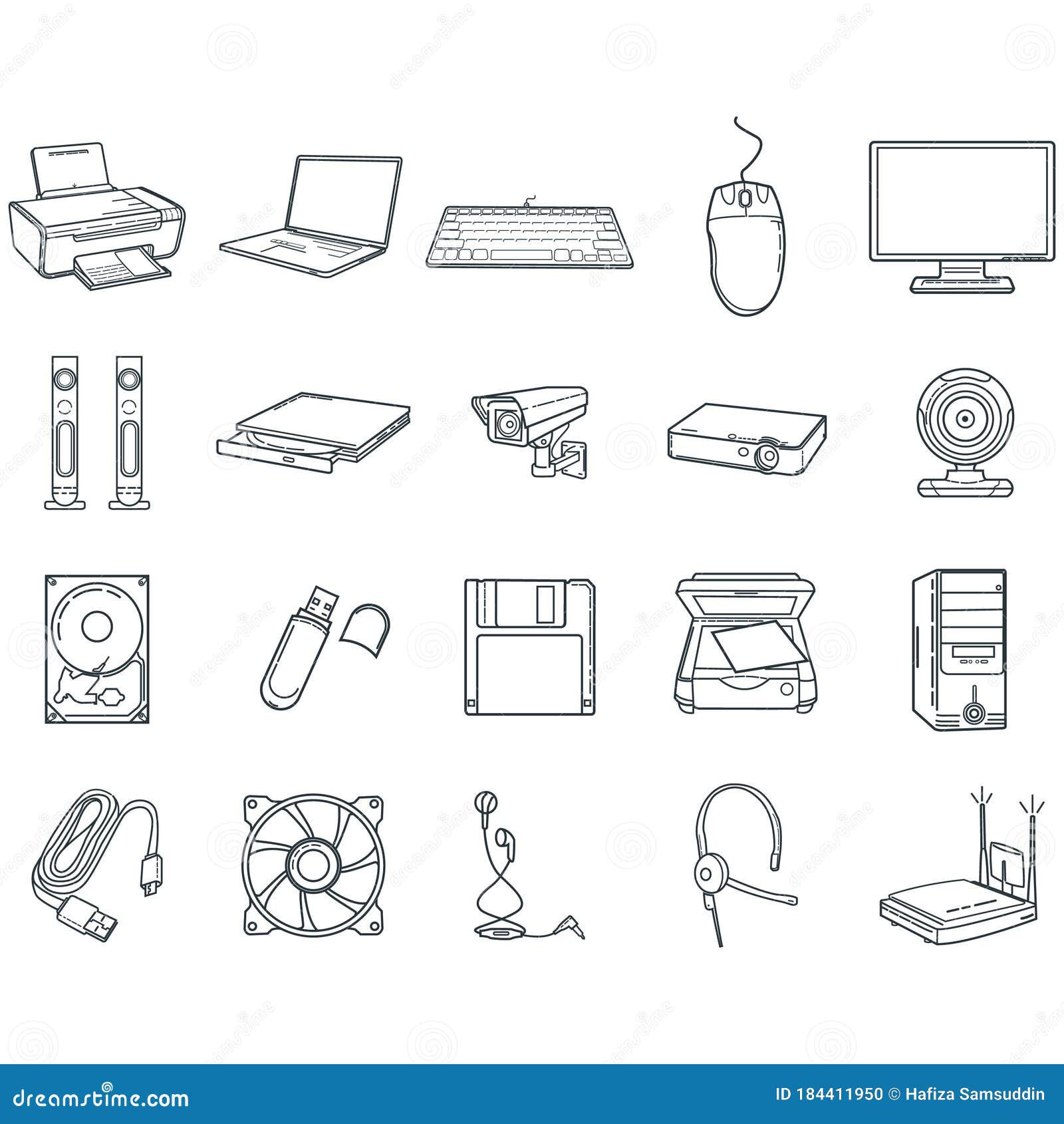 Collection of Computer Devices. Vector Illustration Decorative ...
