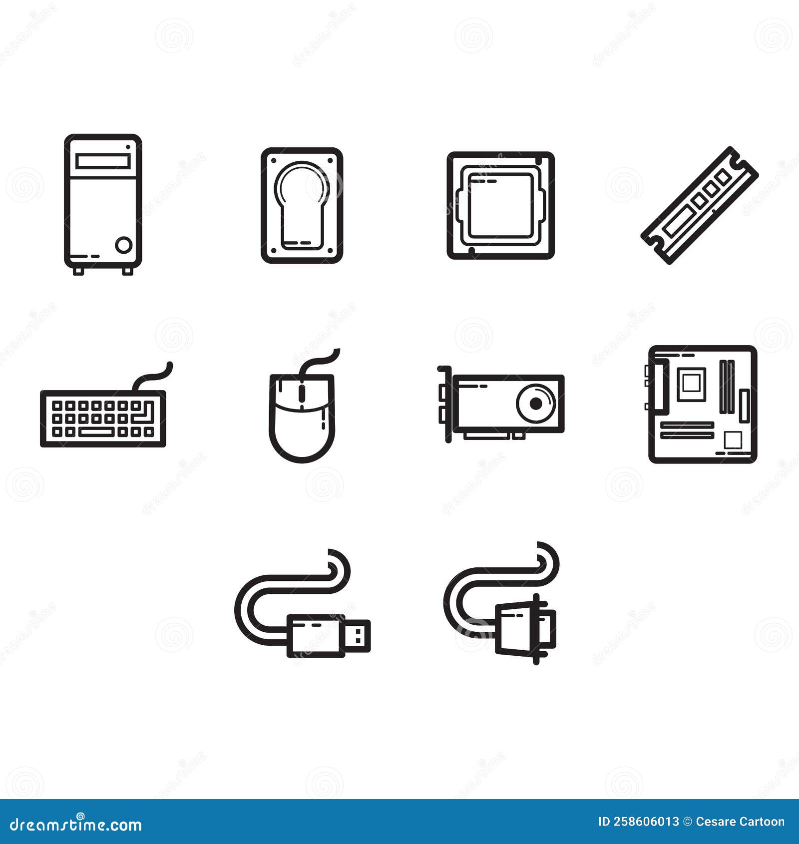 Computer icon set stock vector. Illustration of design - 258606013