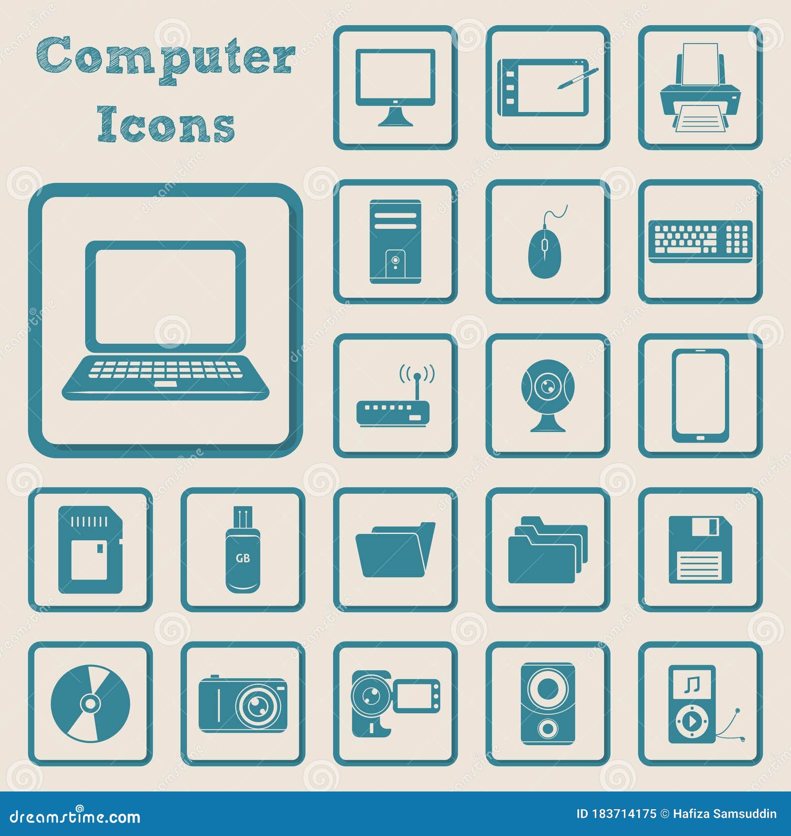 A Collection of Computer Icons. Stock Illustration - Illustration of ...