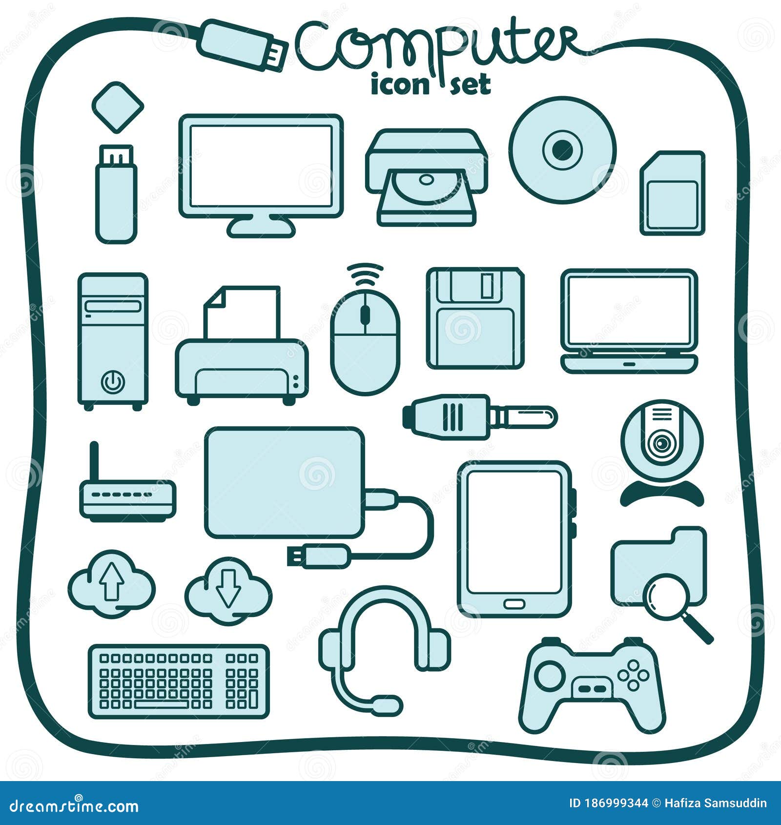 Collection of Computer Icons. Vector Illustration Decorative Design ...
