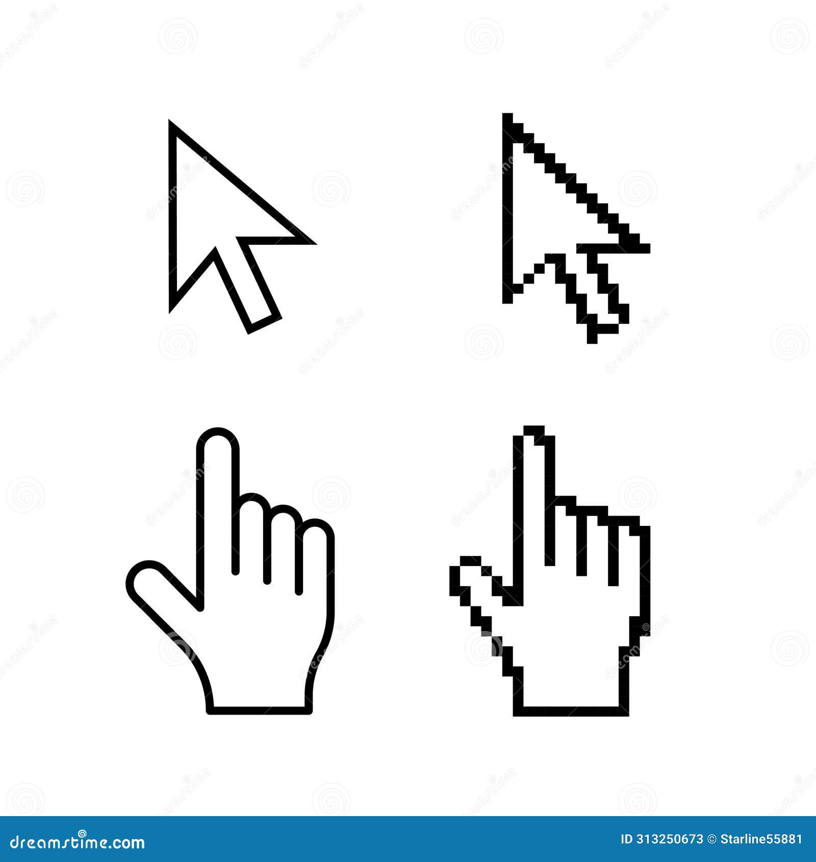 Collection of Computer Pointer and Cursor Sign in Flat Style Stock ...