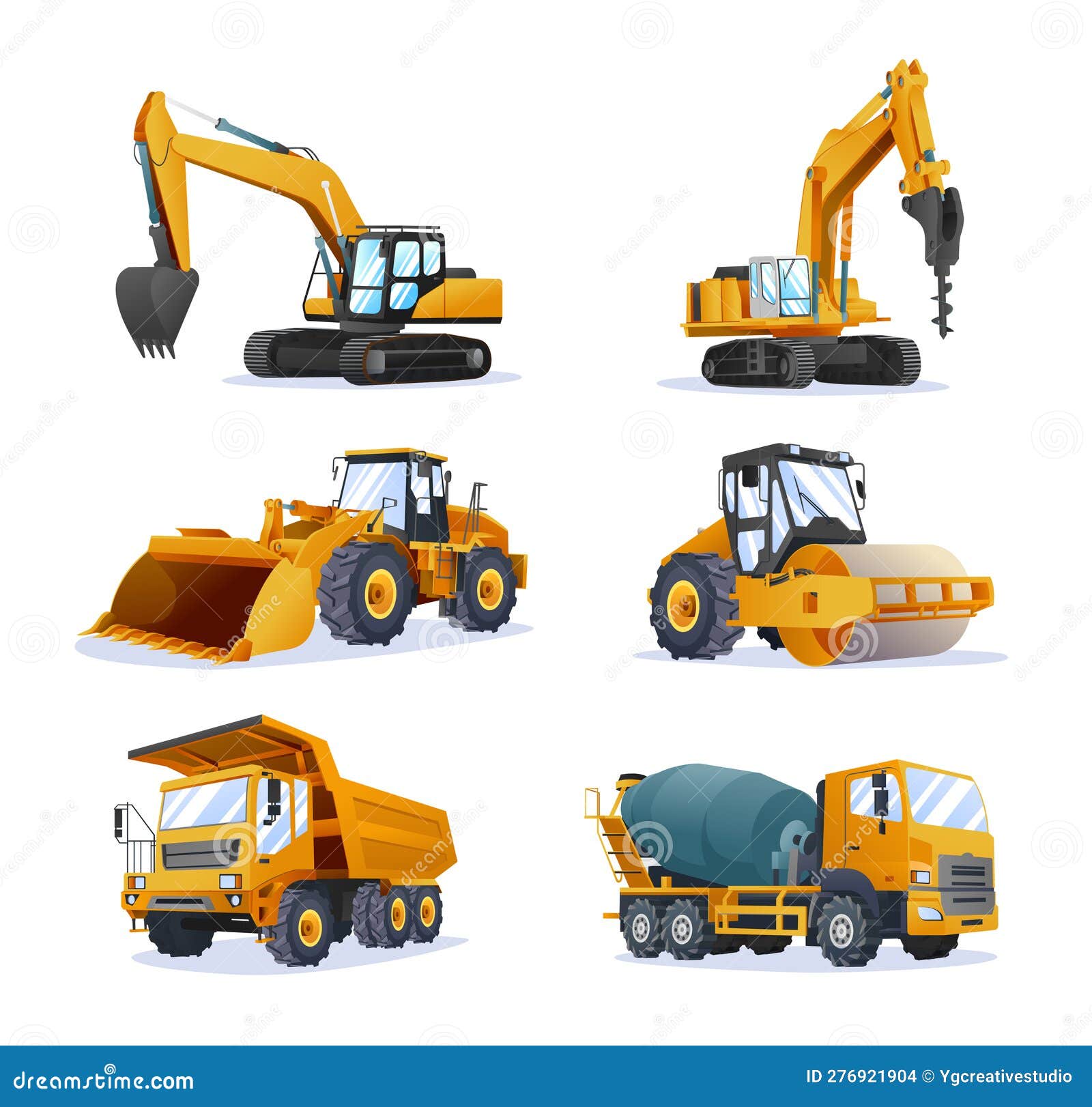 Collection of Construction Heavy Machinery Vehicles Stock Vector ...