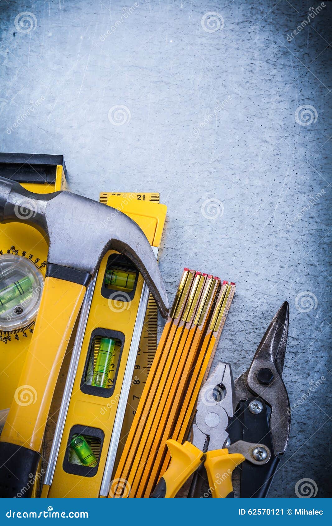 Collection of Construction Level Hammer Pliers Tin Stock Image - Image ...