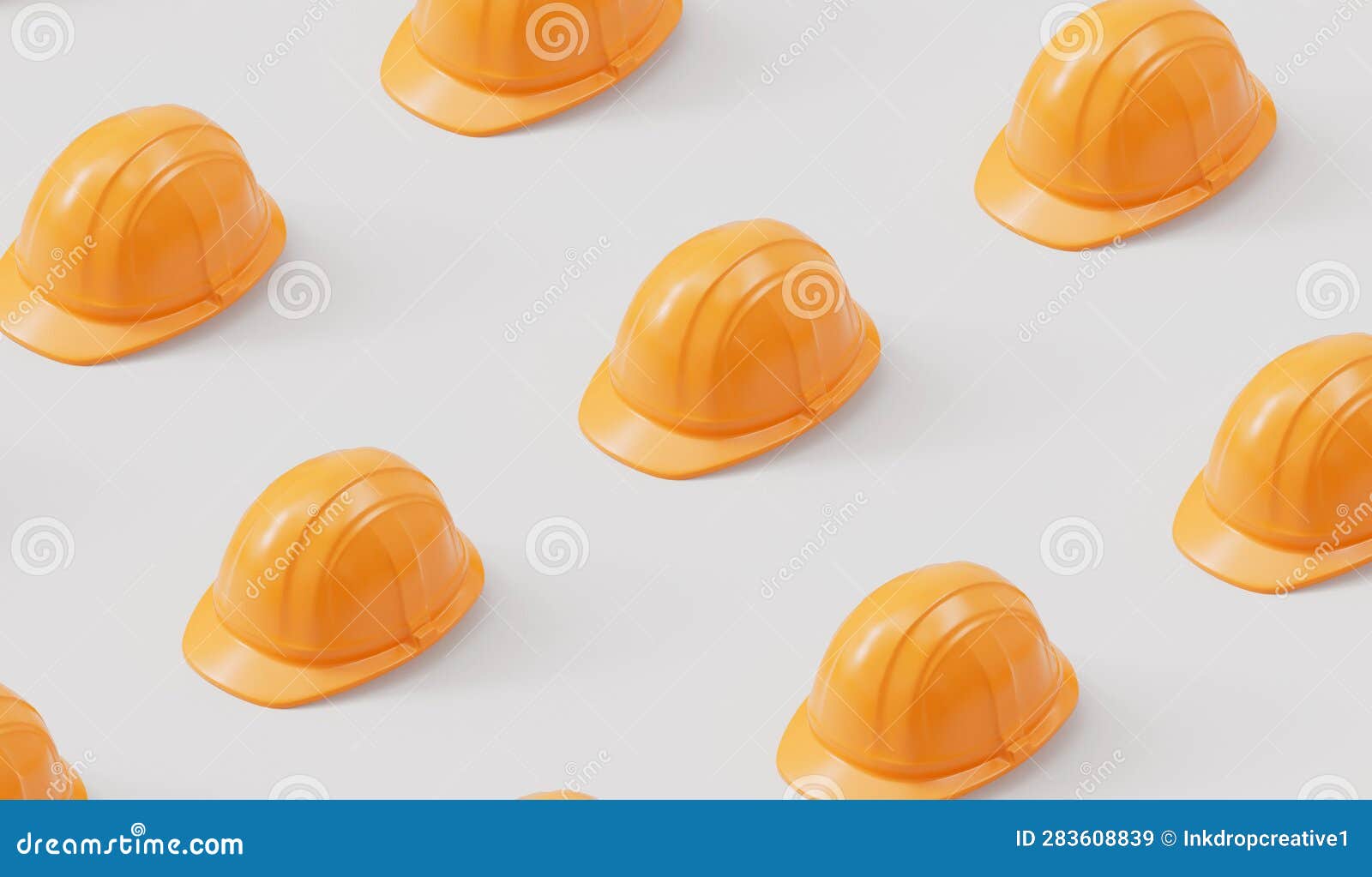 A Collection of Construction Safety Hard Hats. Isometric Background ...