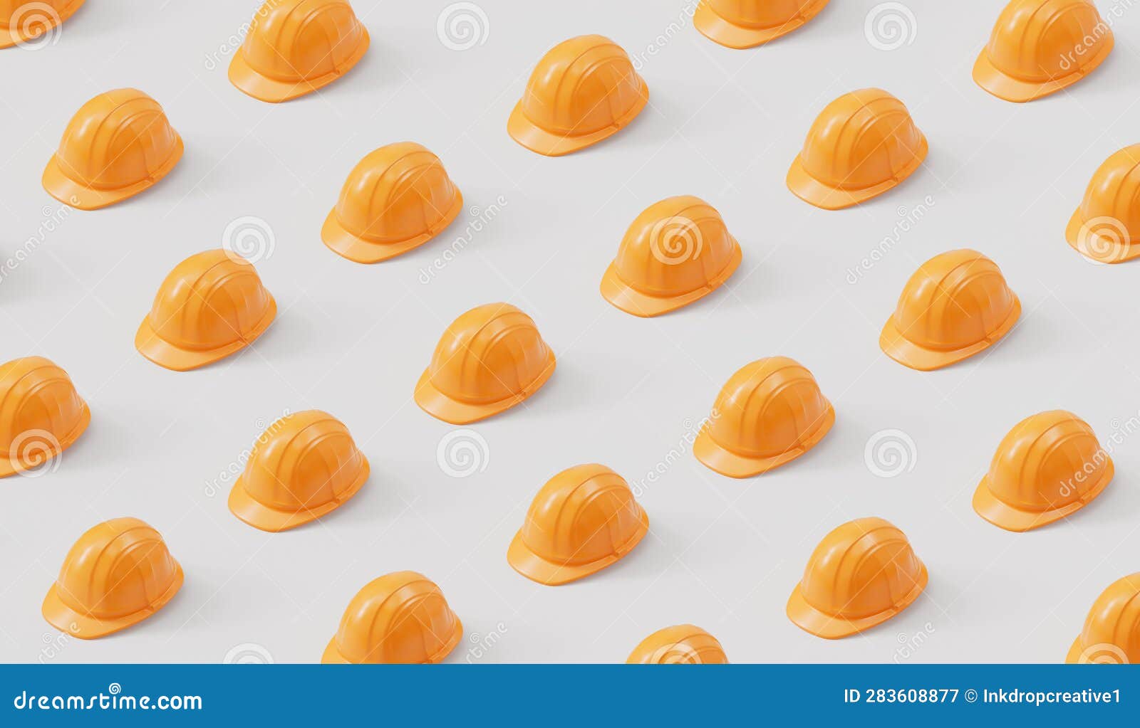 A Collection of Construction Safety Hard Hats. Isometric Background ...