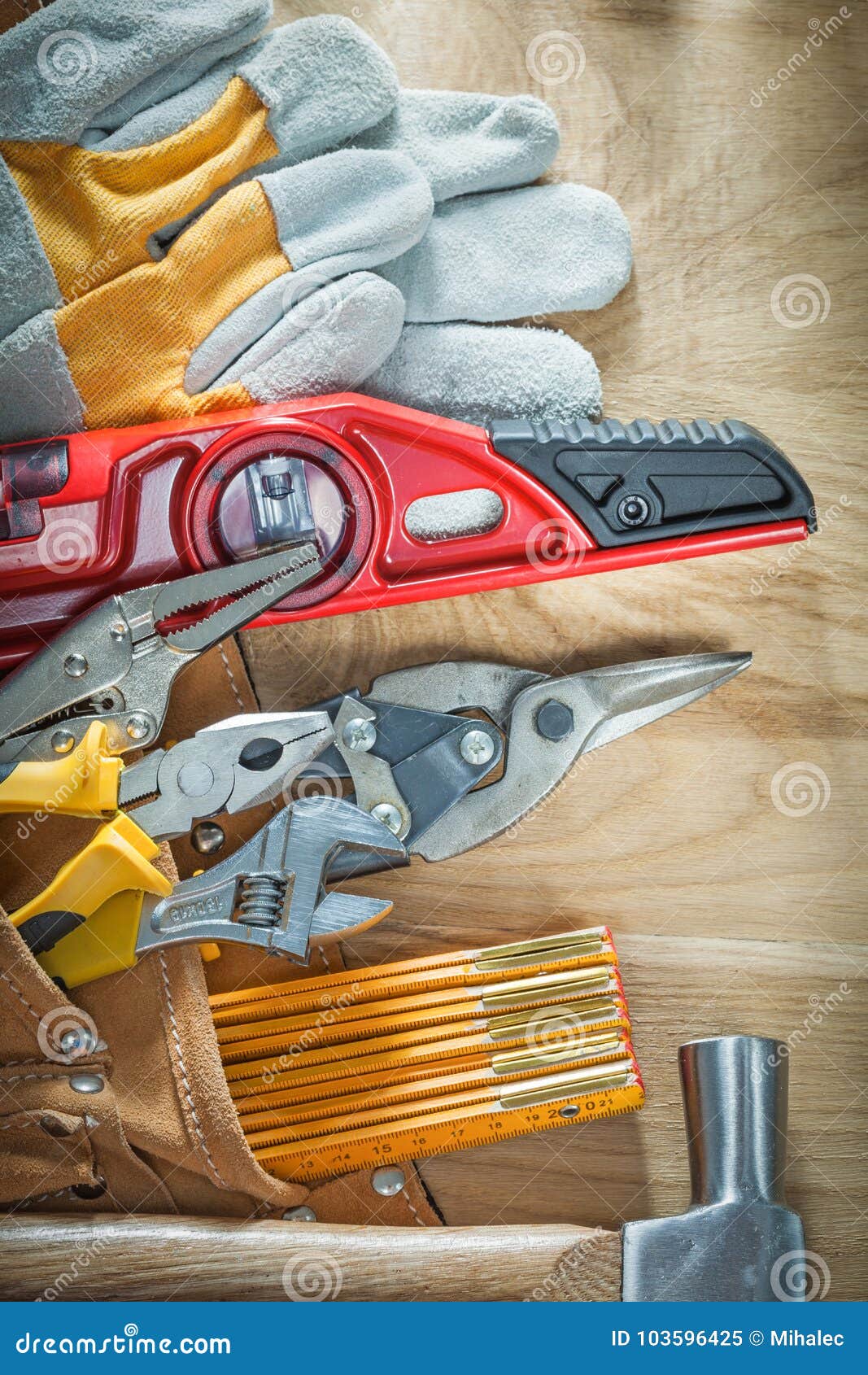 Collection of Construction Tooling in Leather Building Belt on W Stock ...