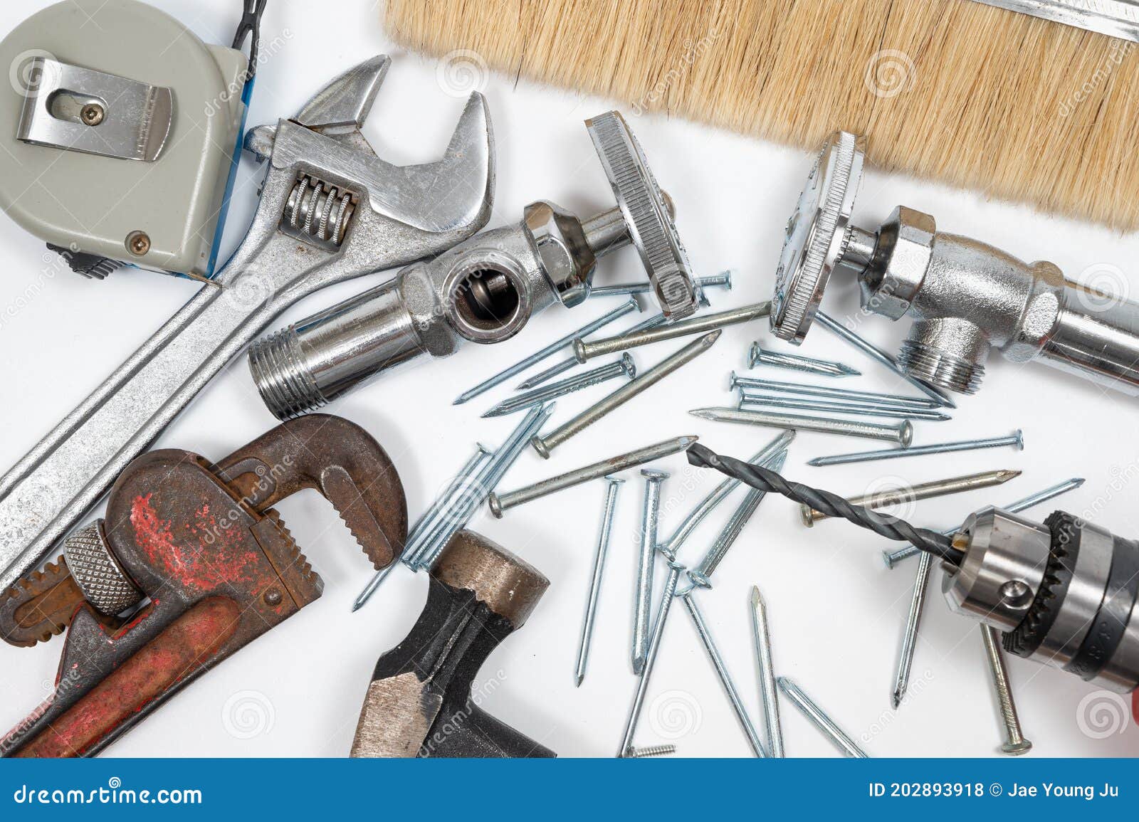 Collection of Construction Tools on a White Background. Repair ...