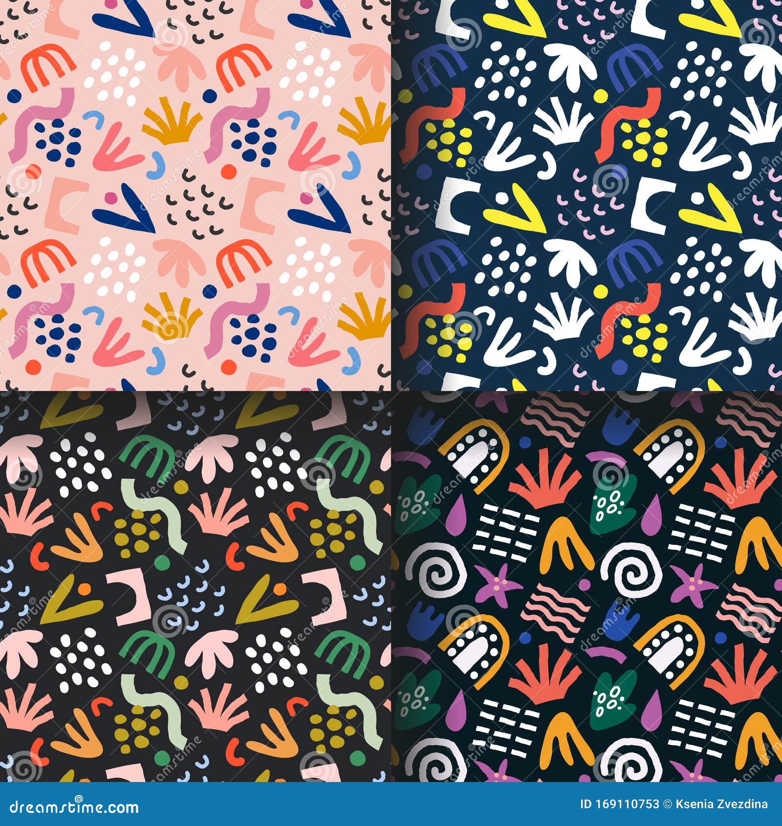 Collection of Contemporary Abstract Seamless Backgrounds, Vector Repeat ...