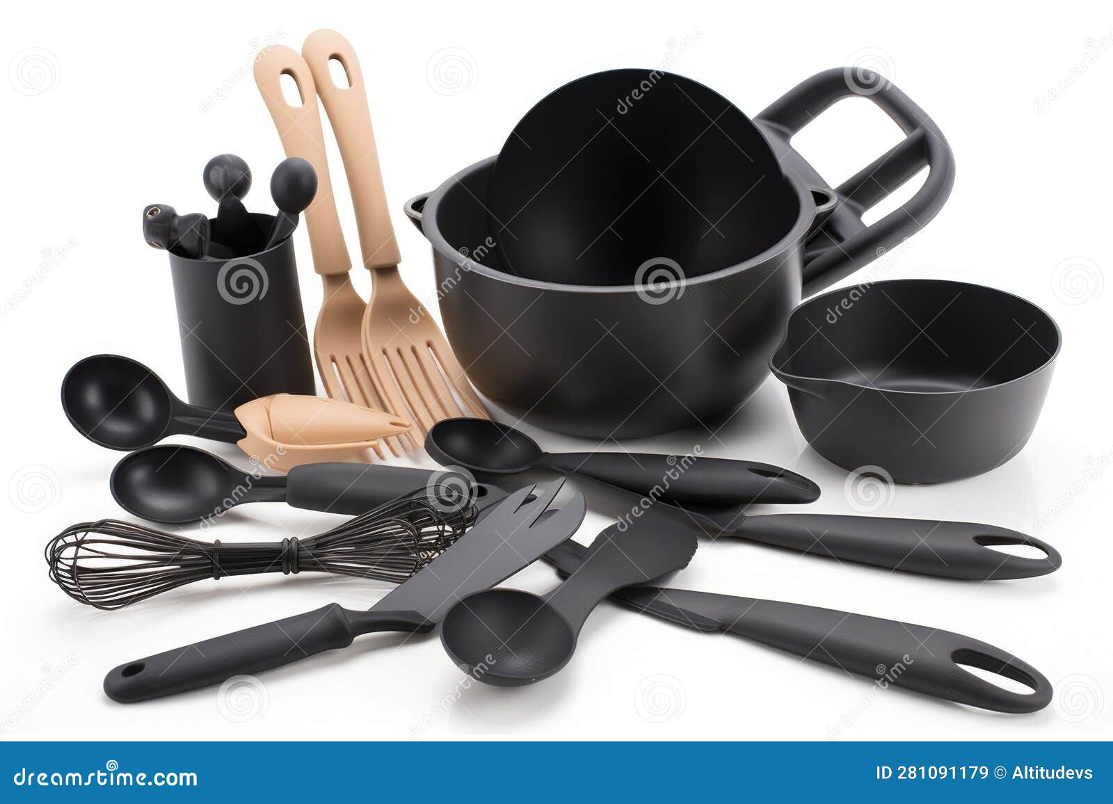 Collection of Cooking Utensils in Various Shapes and Sizes, on a White ...