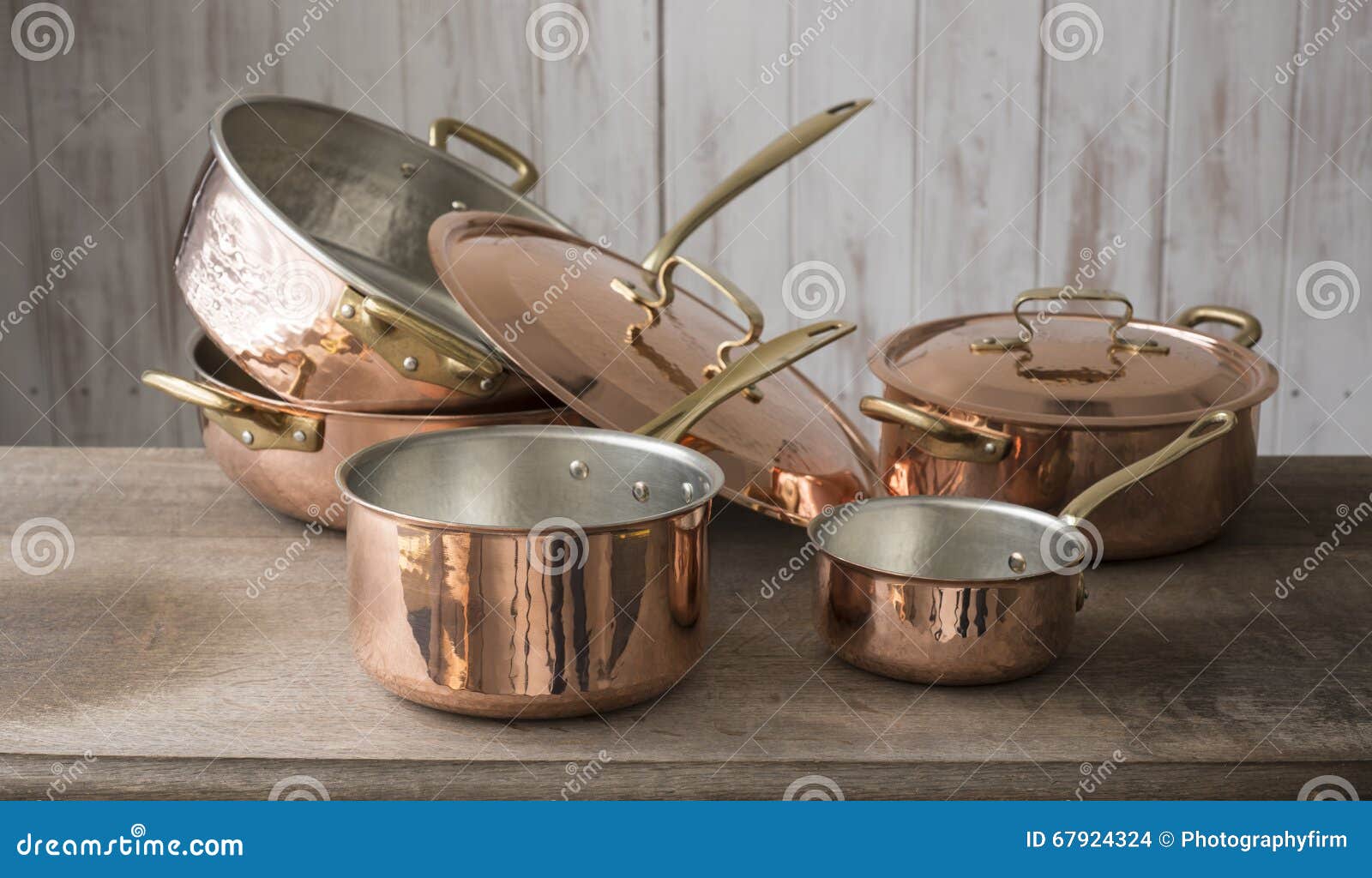 A Collection of Copper Cookware Stock Photo - Image of copper, cook ...