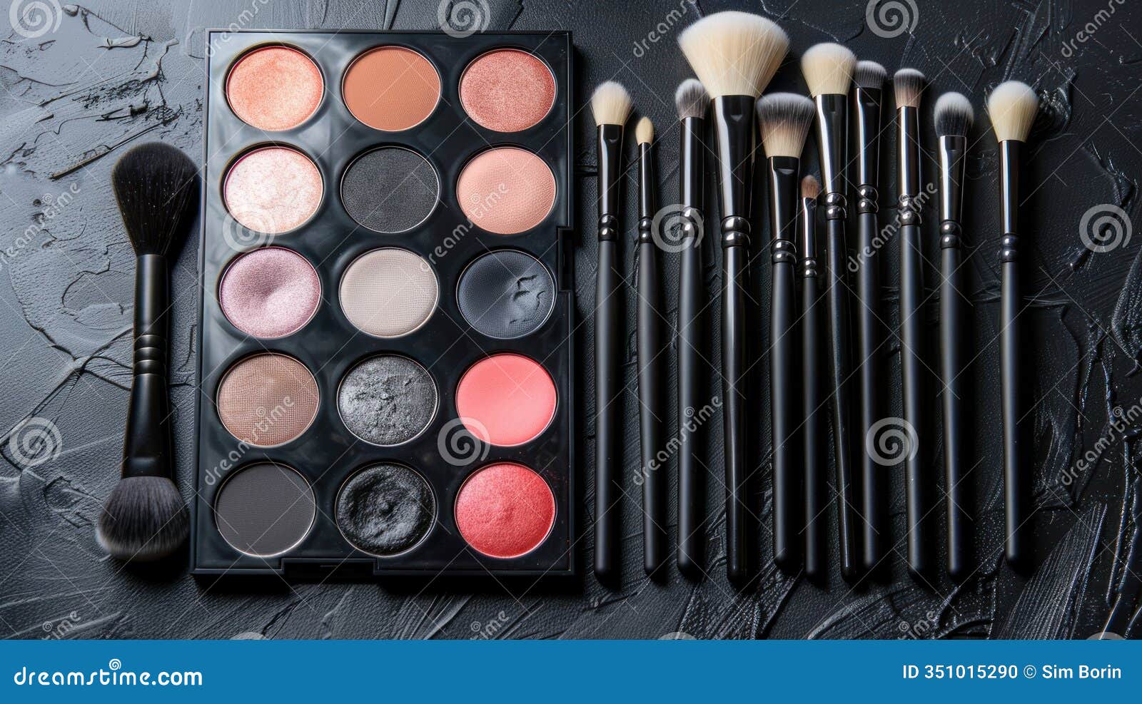 A Collection of Cosmetic Brushes and Palettes Laid Out with Soft ...