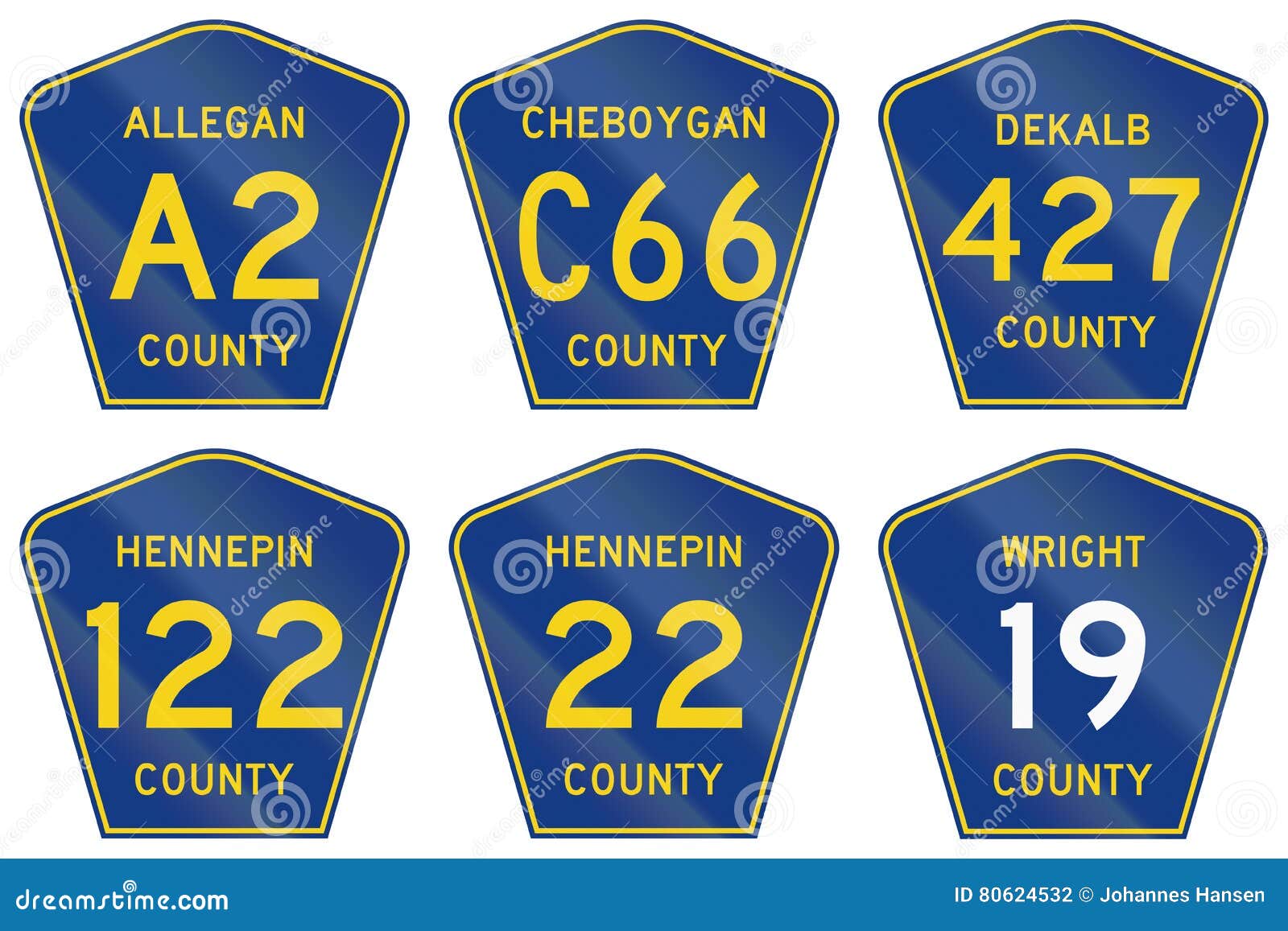 Collection of County-designated Highway Shields Stock Illustration ...