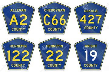 Collection of County-designated Highway Shields Stock Illustration ...