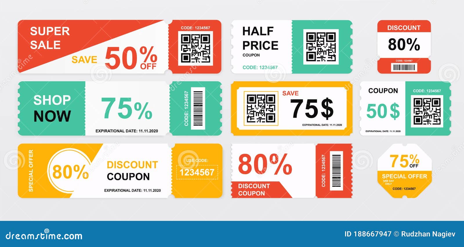 Collection of Coupons Offering Price Reductions Stock Vector ...