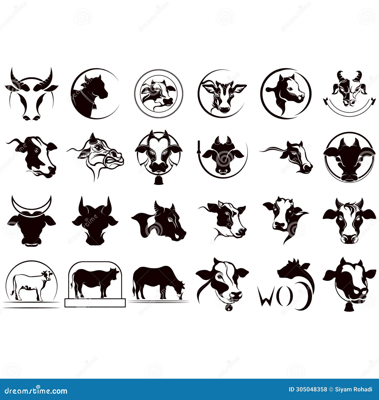 Collection of cow logos stock illustration. Illustration of drawing ...