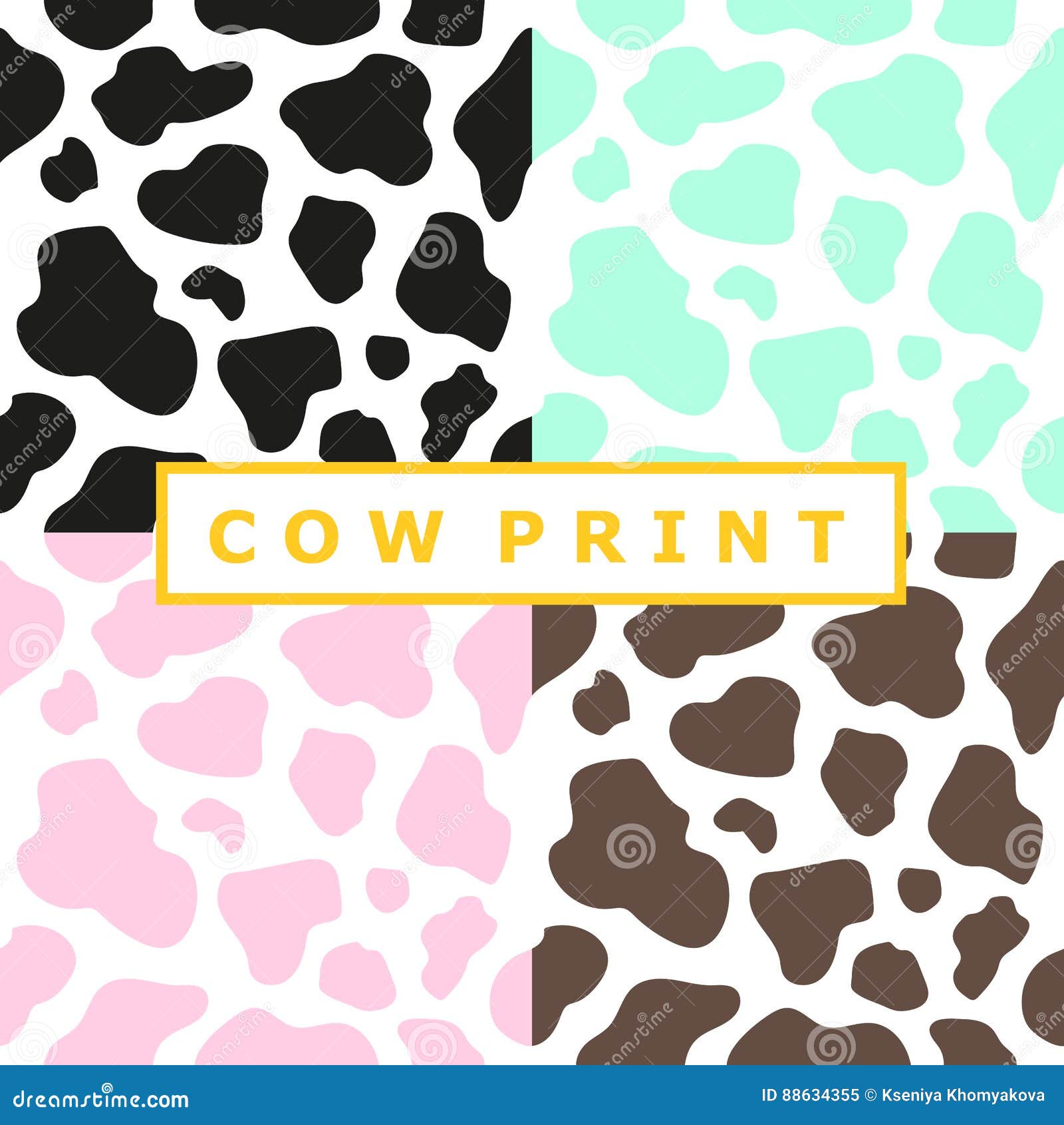Collection of cow prints stock vector. Illustration of graphic - 88634355