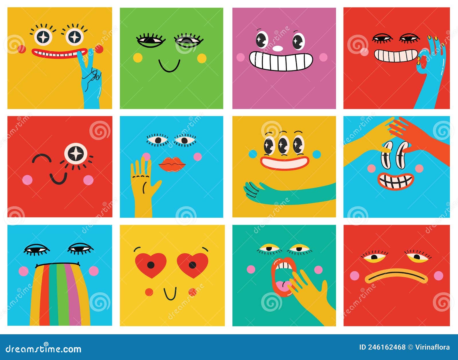 Collection of Crazy Abstract Comic Characters Elements and Faces ...