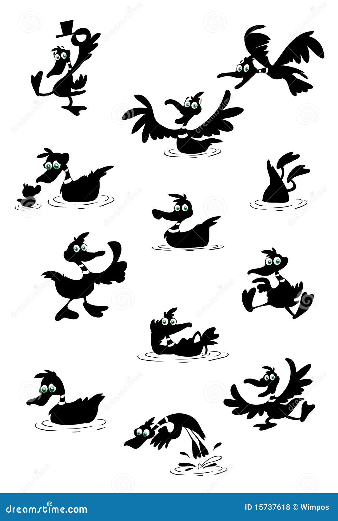 Duck Silhouettes Cartoon Vector | CartoonDealer.com #52406671