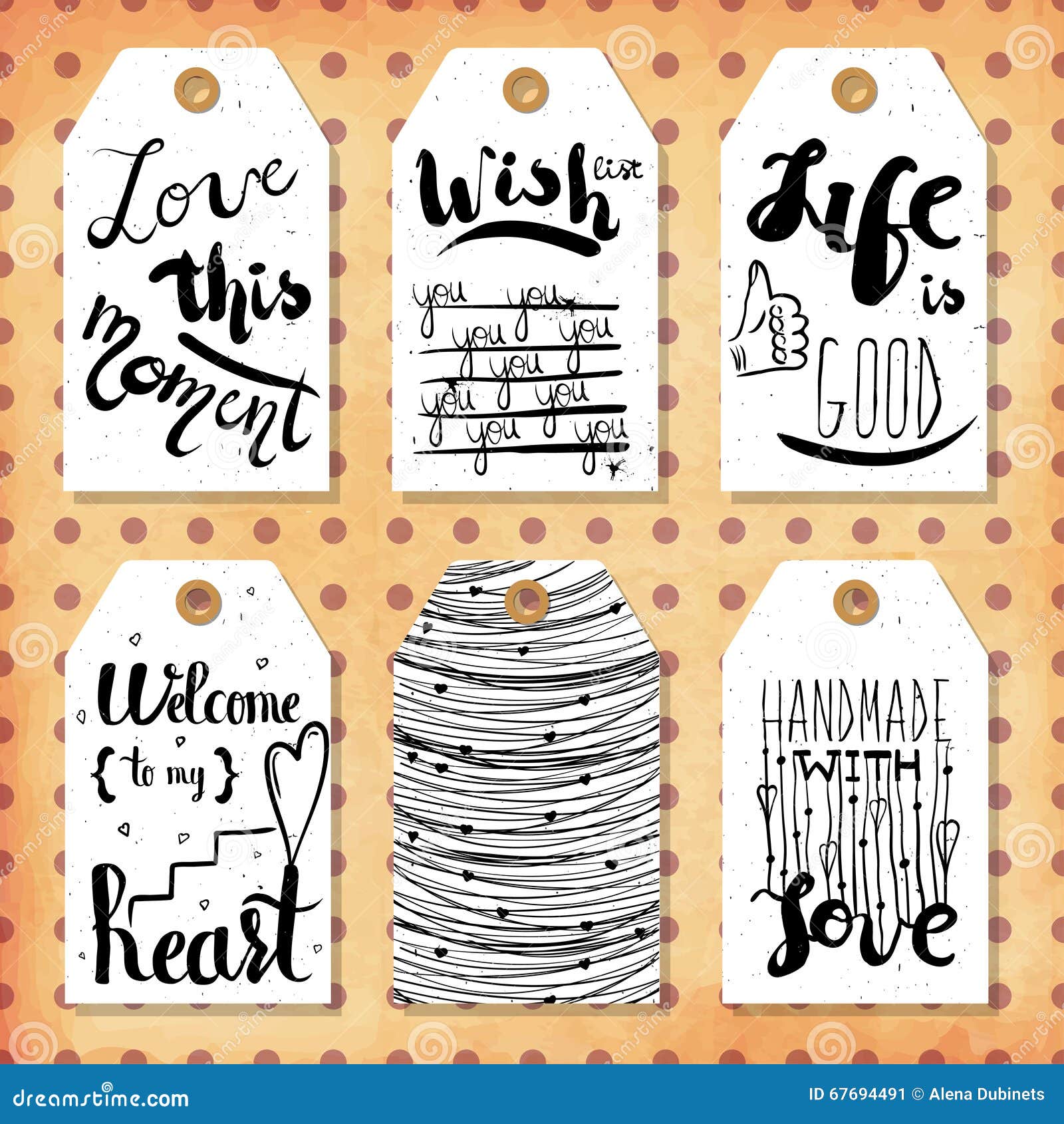 A Collection of 6 Creative Handmade Gift Tags To Set the Mood. Vector ...