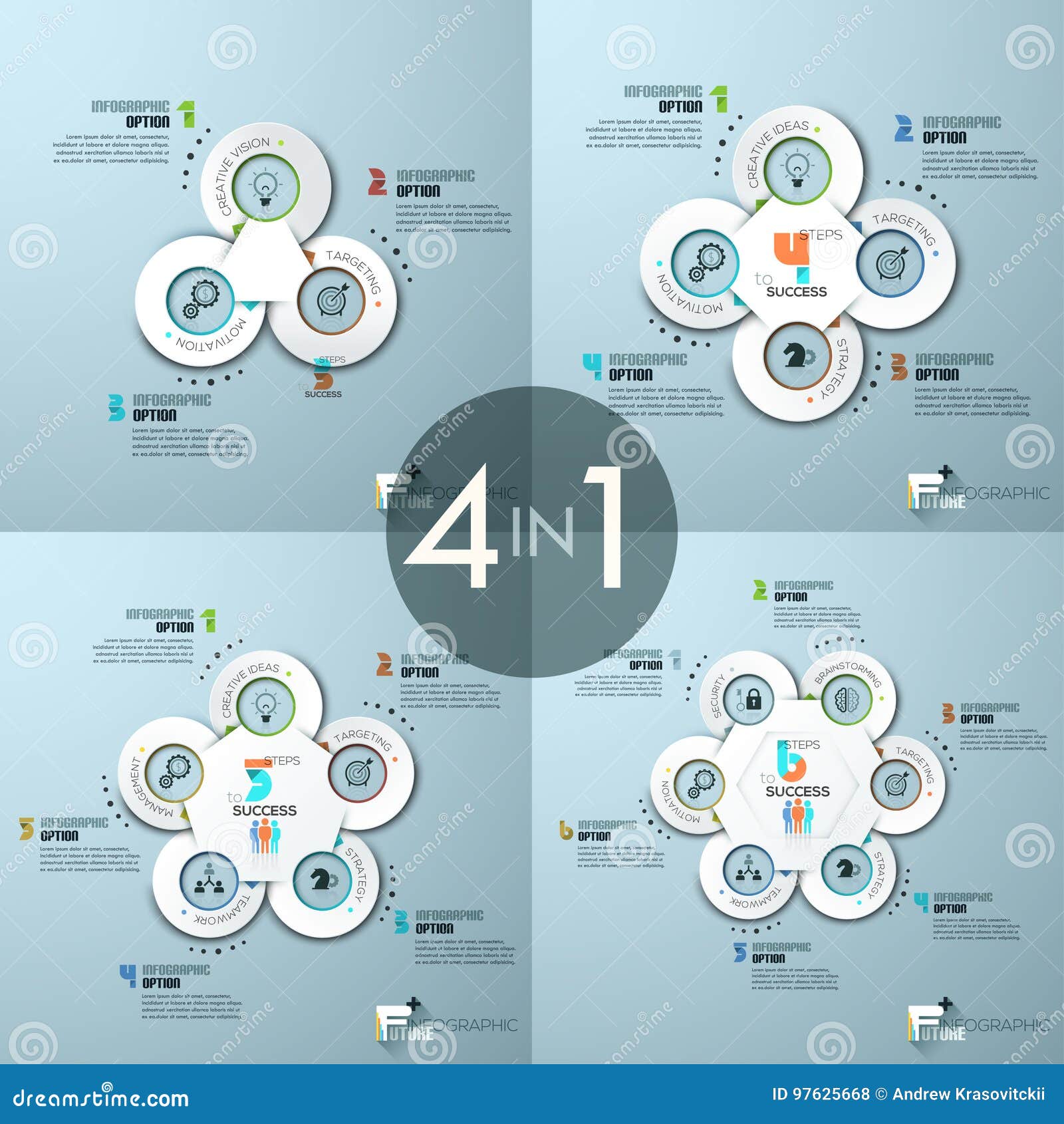 Collection of 4 Creative Infographic Design Templates Stock Vector ...