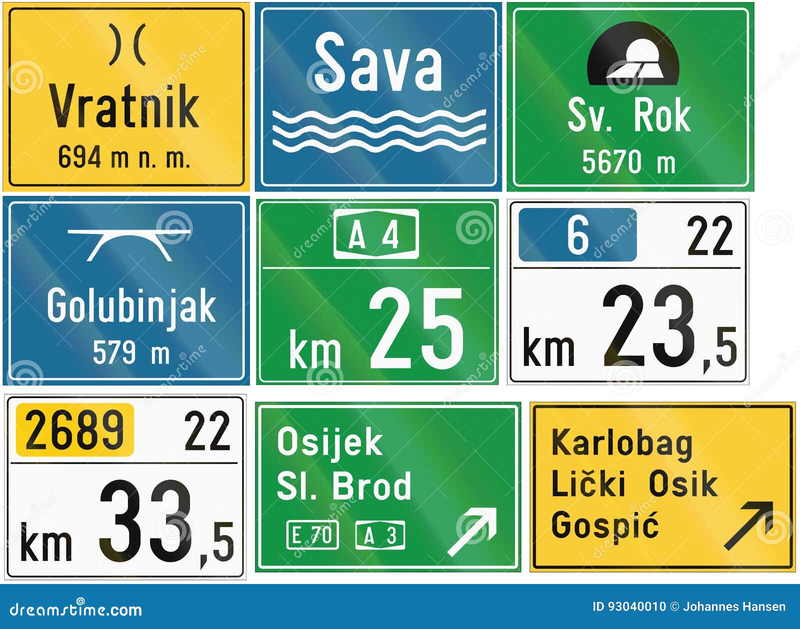 Collection of Croatian Road Signs Stock Illustration - Illustration of ...