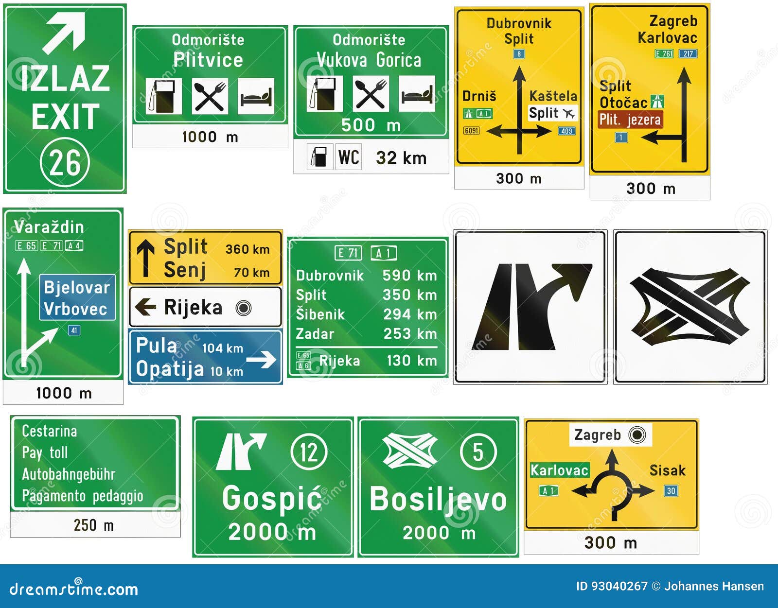 Collection of Croatian Road Signs Stock Illustration - Illustration of ...