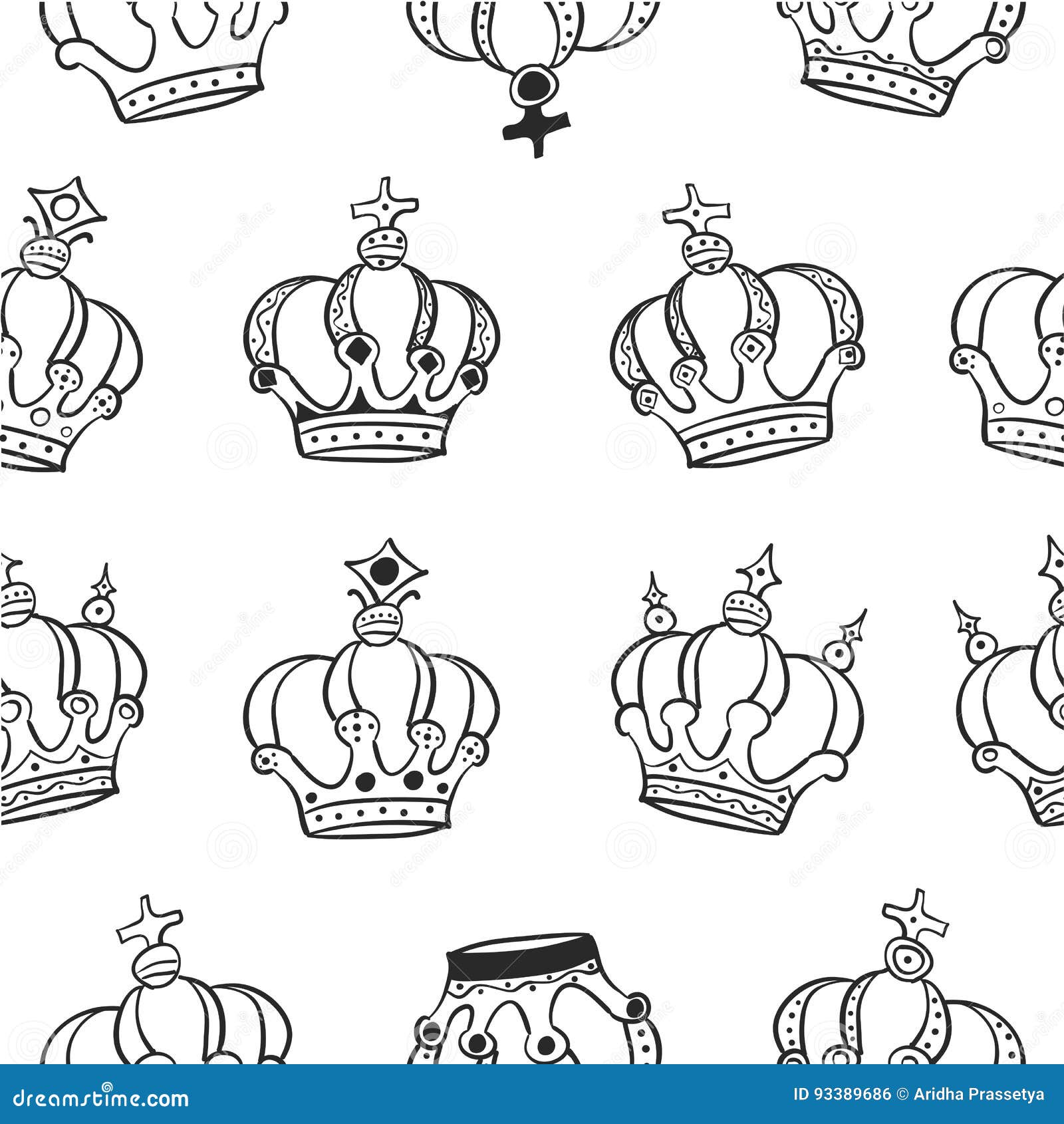 Collection Crown Hand Draw Pattern Stock Vector - Illustration of ...