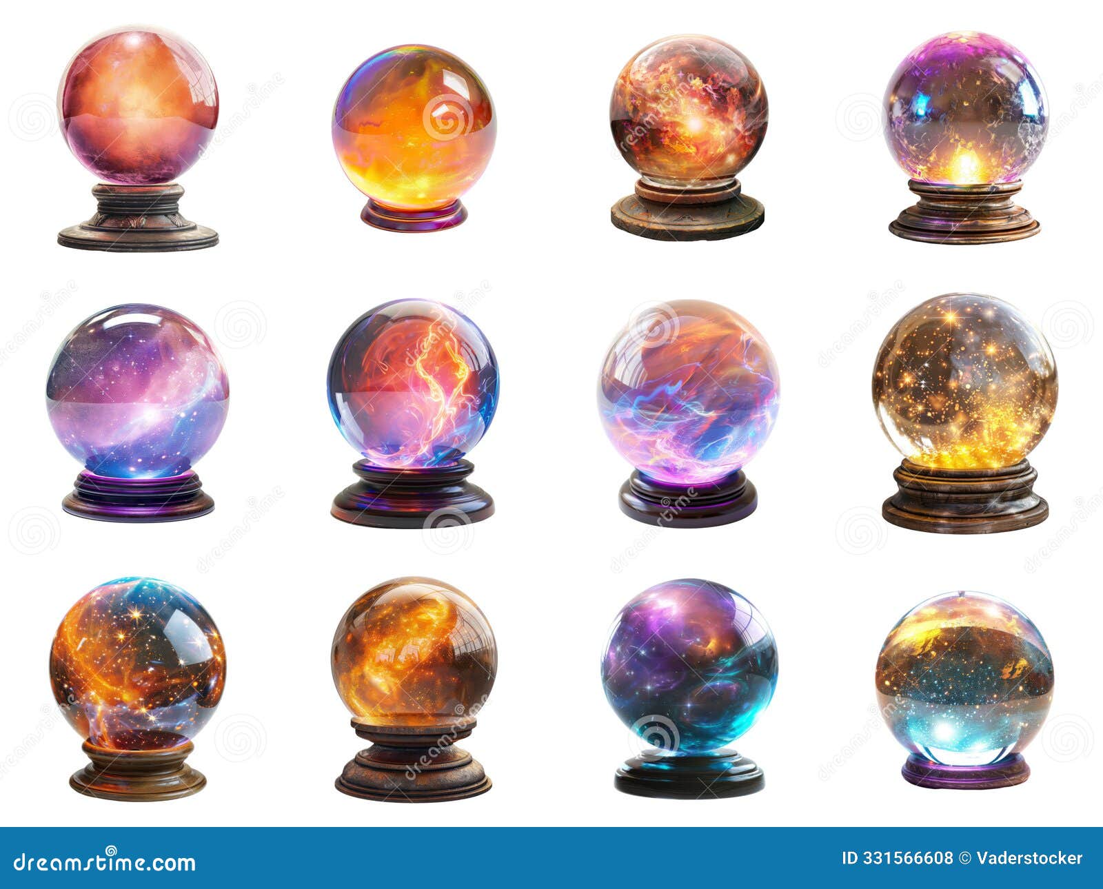 A Collection of 12 Crystal Balls with Cosmic Interiors Stock ...