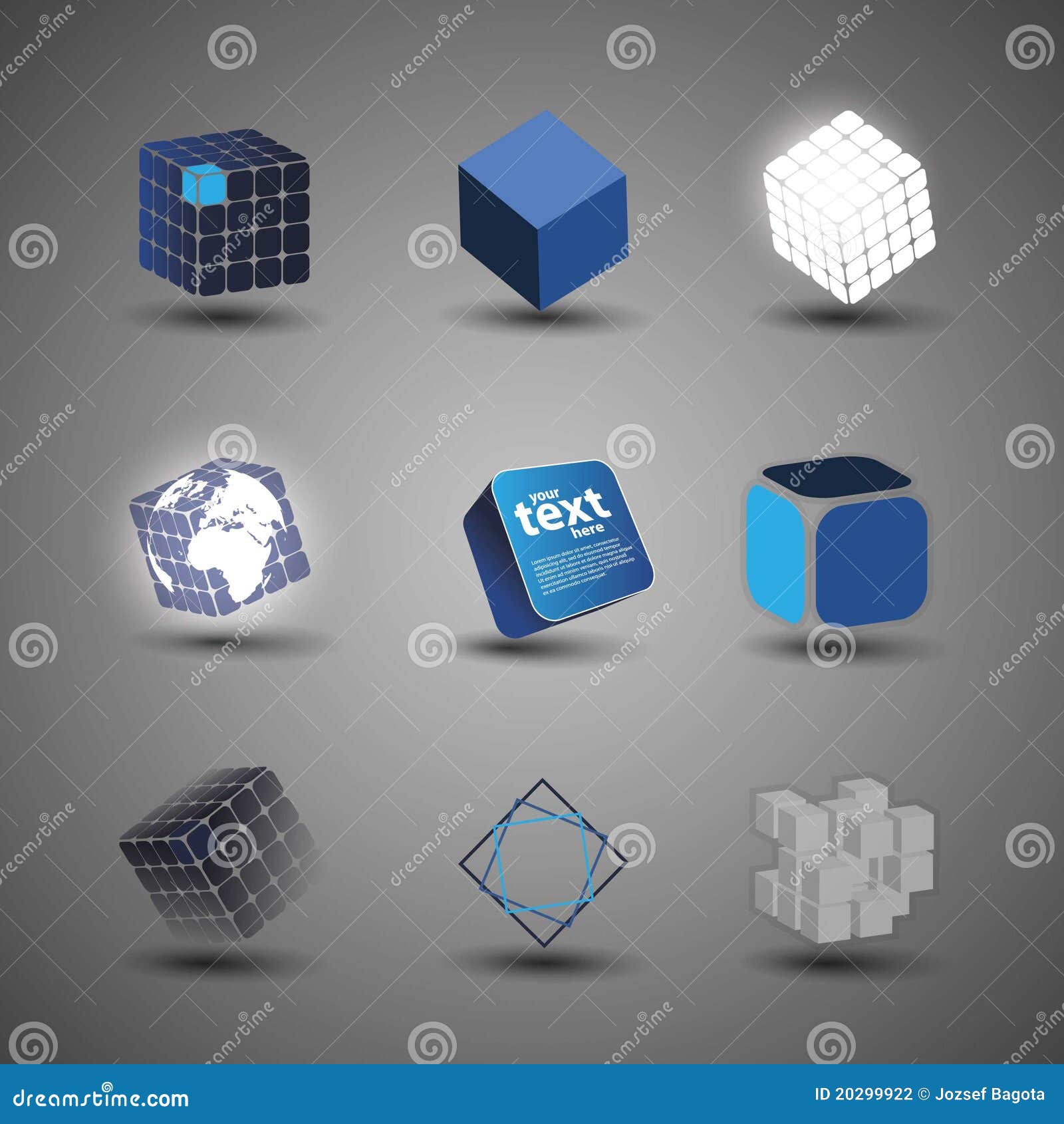 Collection of Cube Designs stock vector. Illustration of element - 20299922