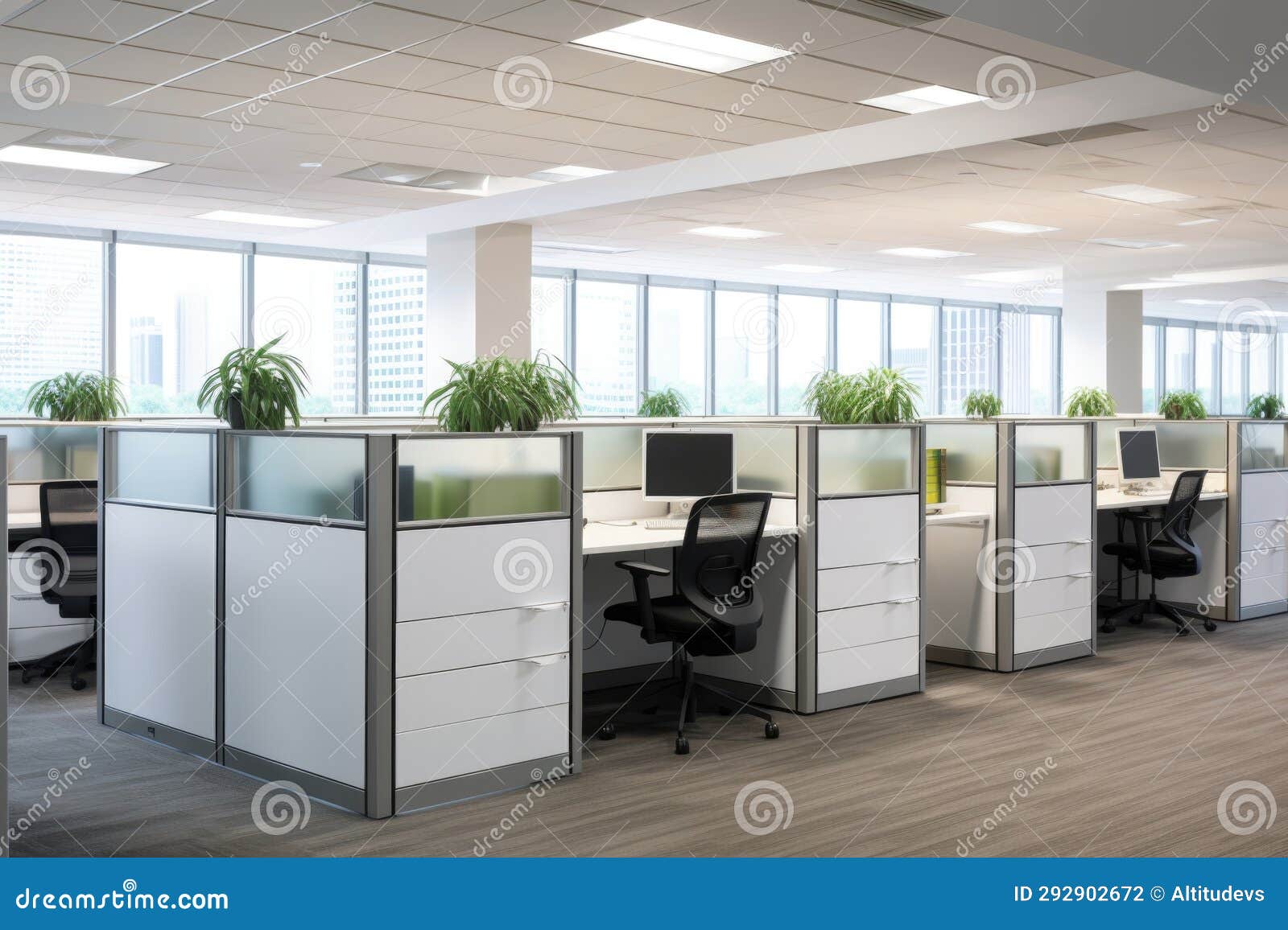 Collection of Cubicles in an Open Concept Office Stock Photo - Image of ...