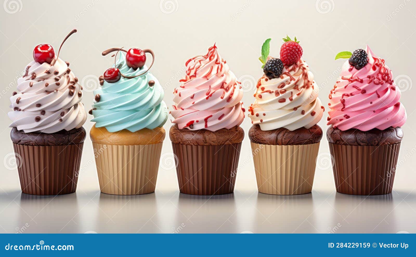 A Collection of Cupcakes with Frosting. Generative AI. Stock ...