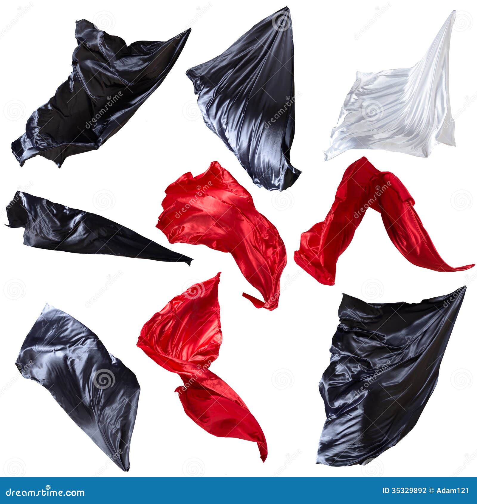 Collection Curly Pieces of Cloth Stock Photo - Image of isolated ...