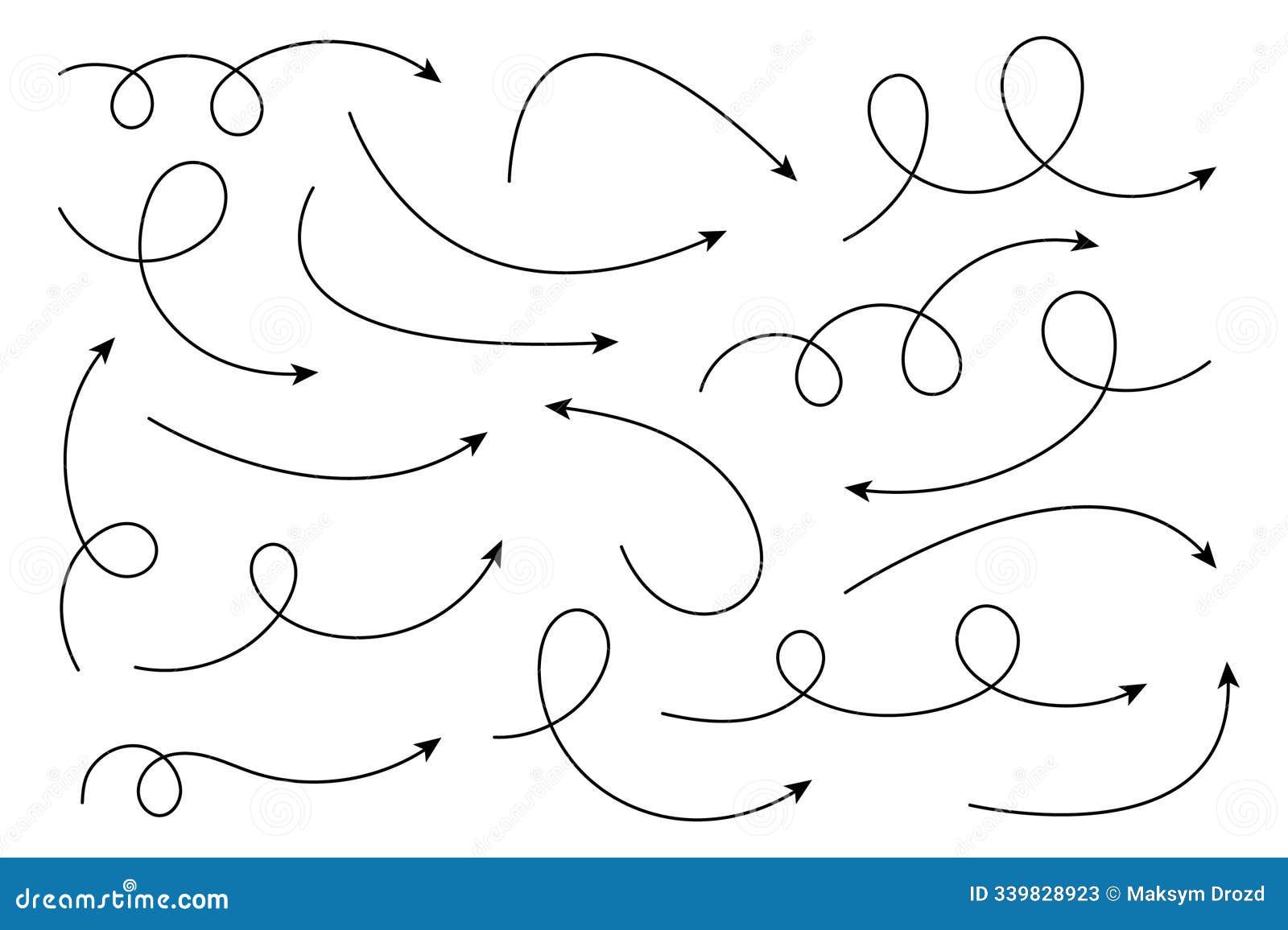 Simple Curved Colorful Arrow Icons With White Outlines Cartoon Vector ...