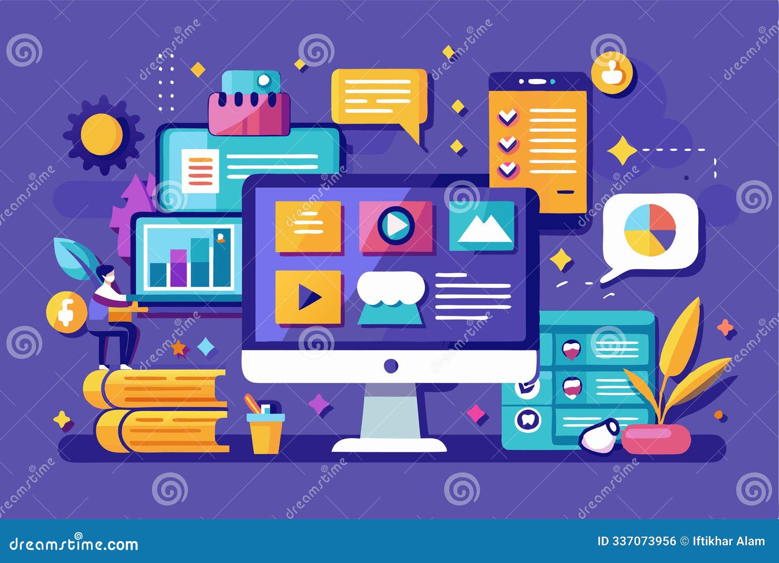 A Collection of Customizable Illustrations Depicts a Vibrant Digital ...