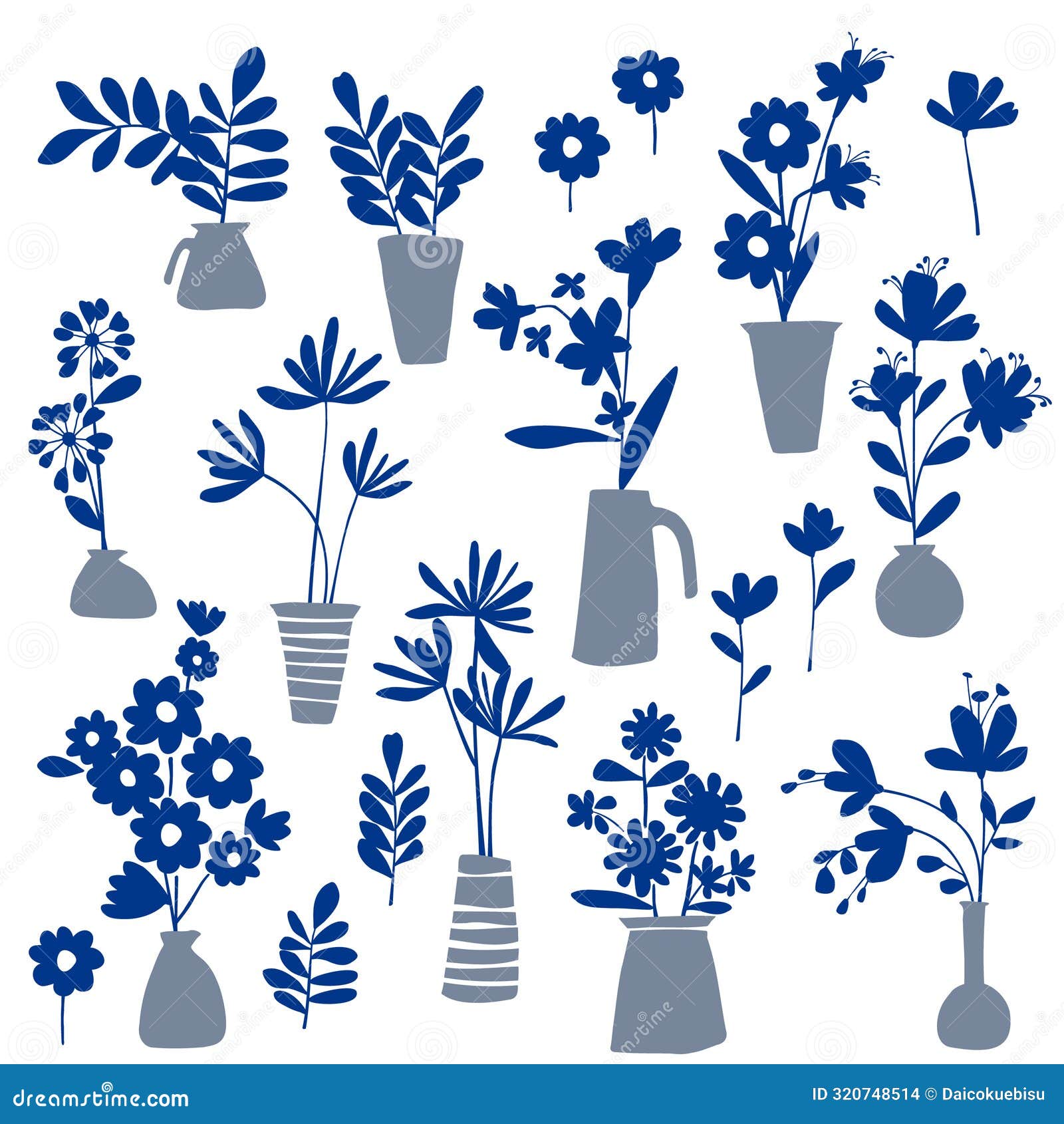 A Collection of Cute and Abstract Plant Illustrations, Stock ...