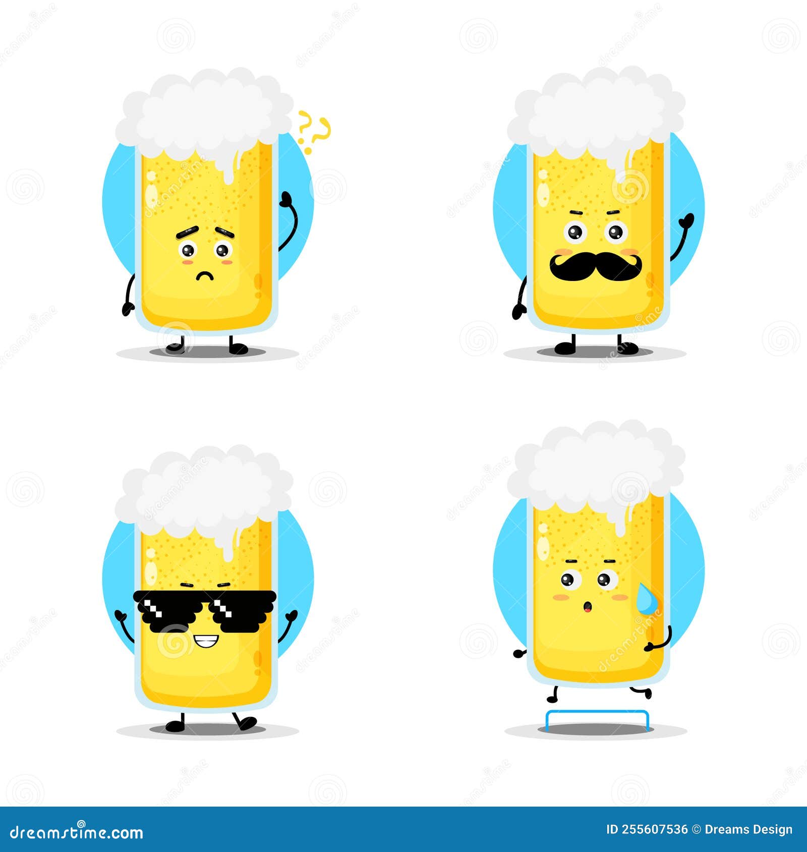 Collection of Cute Beer Characters Stock Vector - Illustration of smile ...