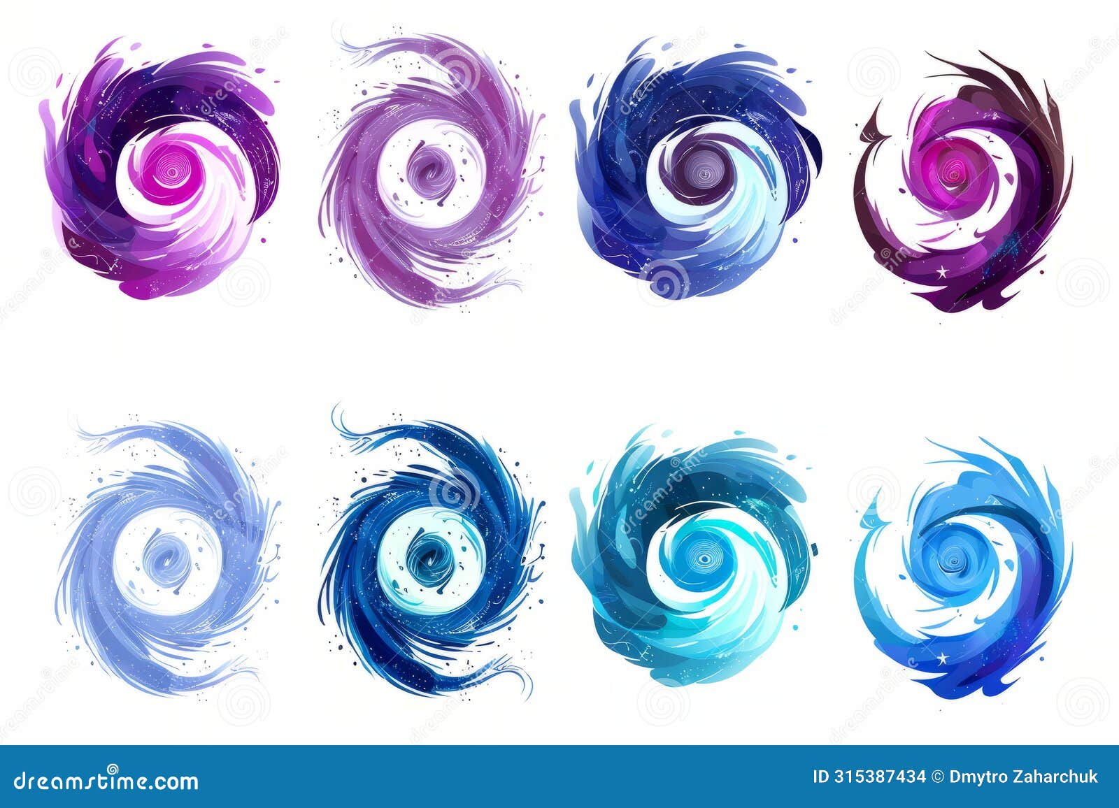Collection of Cute Cartoon Vortex Illustrations Stock Photo - Image of ...