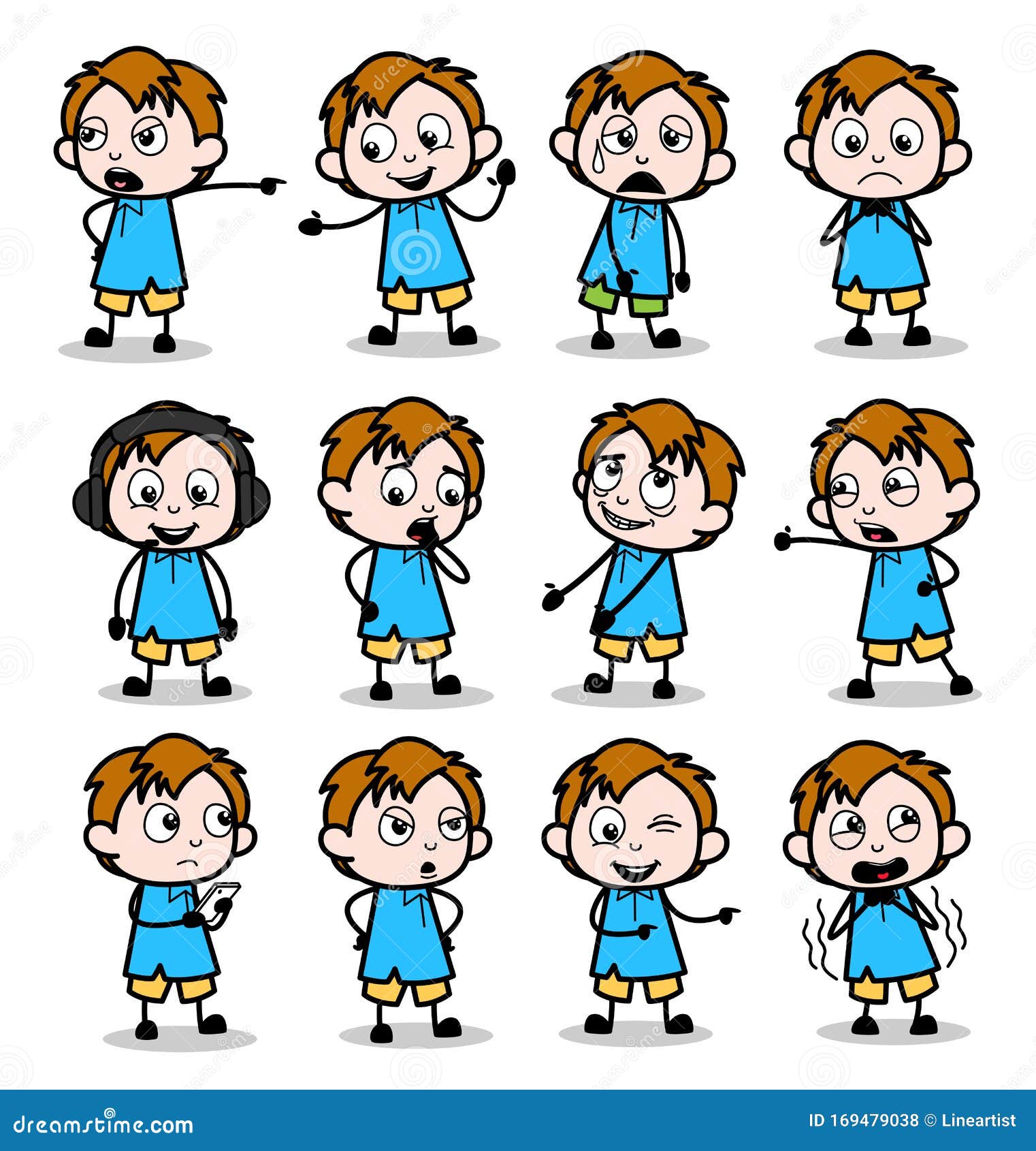 Collection of Cute Comic Office Guy - Set of Concepts Vector ...