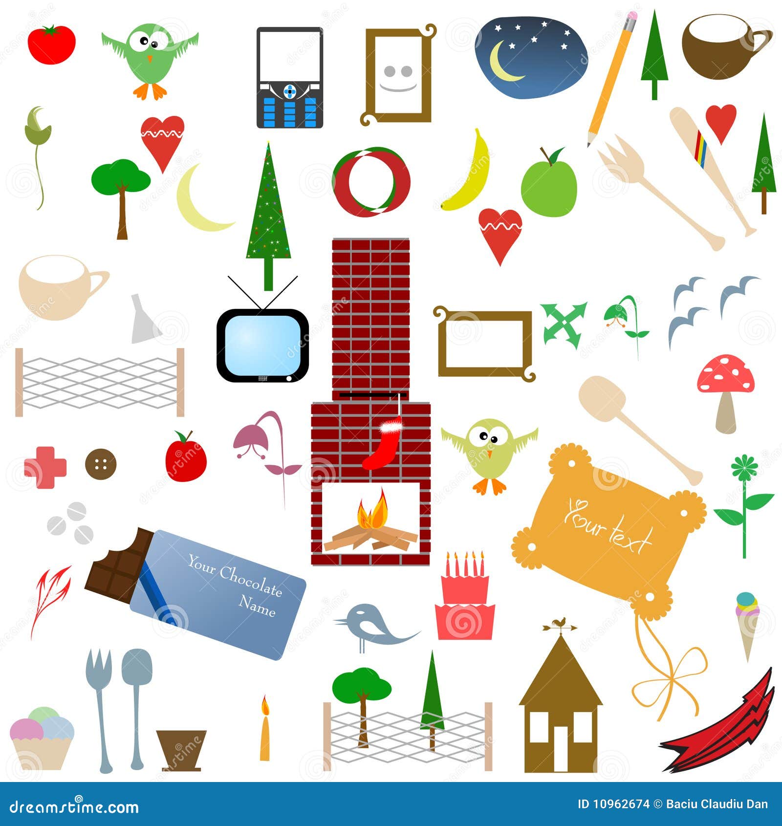 Collection of Cute Elements. Stock Vector - Illustration of element ...