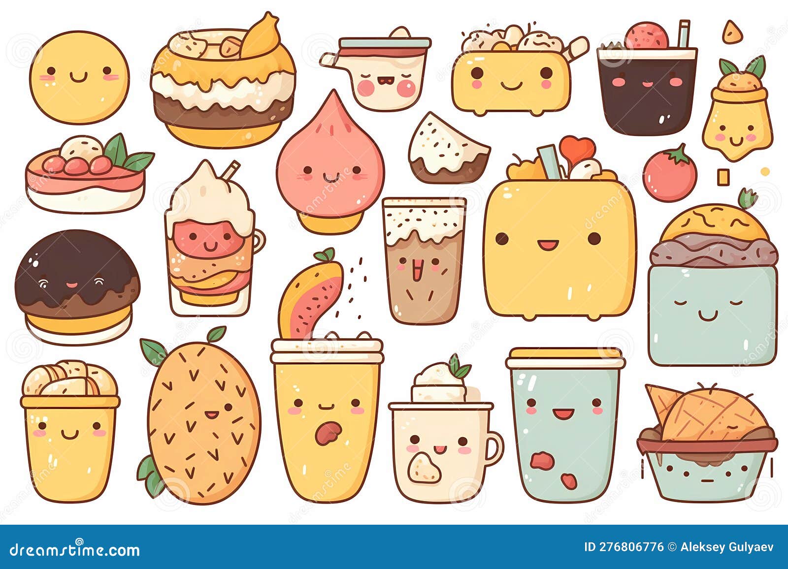 A Collection of Cute Food Illustrations AI Generation Stock ...