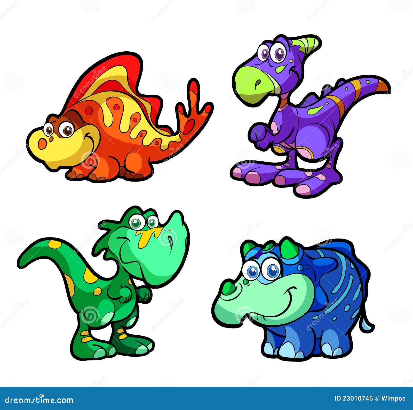 Collection of Cute and Fun Dinosaur Characters Stock Illustration ...