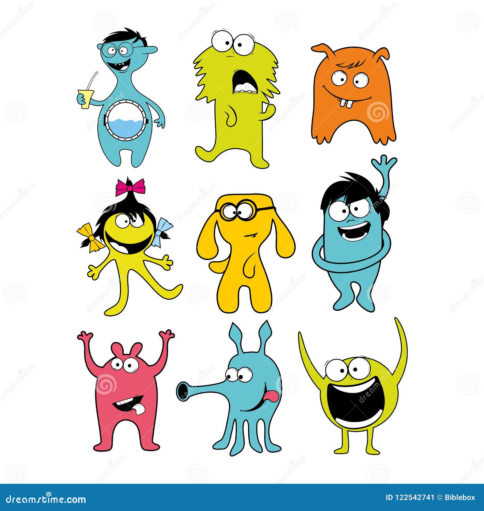 Monsters Doodle Set Cartoon Vector | CartoonDealer.com #197041251