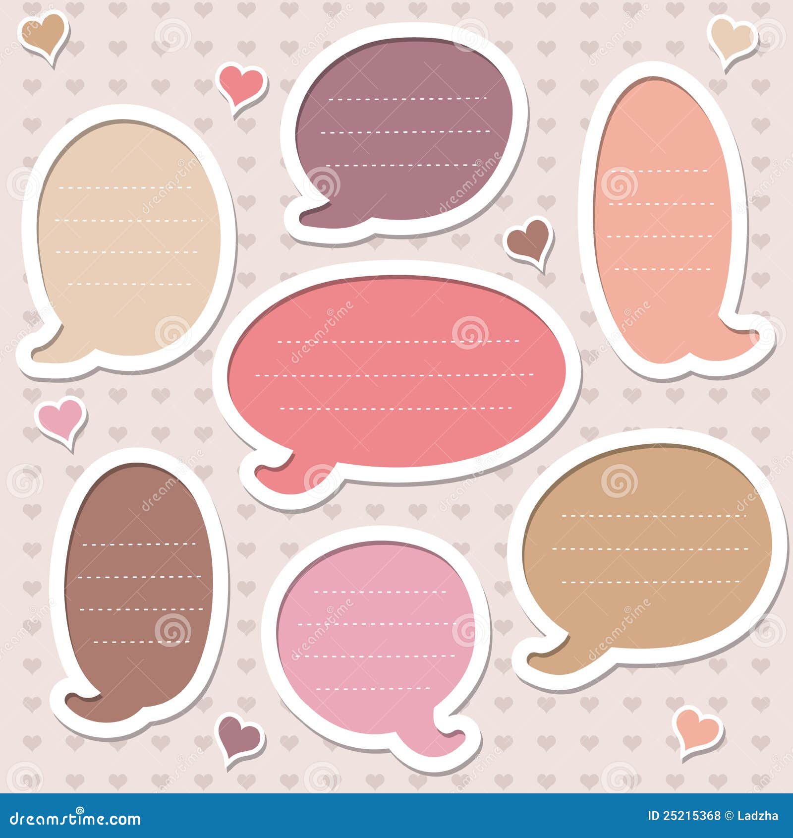Collection of Cute Pink Speech Bubbles Stock Vector - Illustration of ...