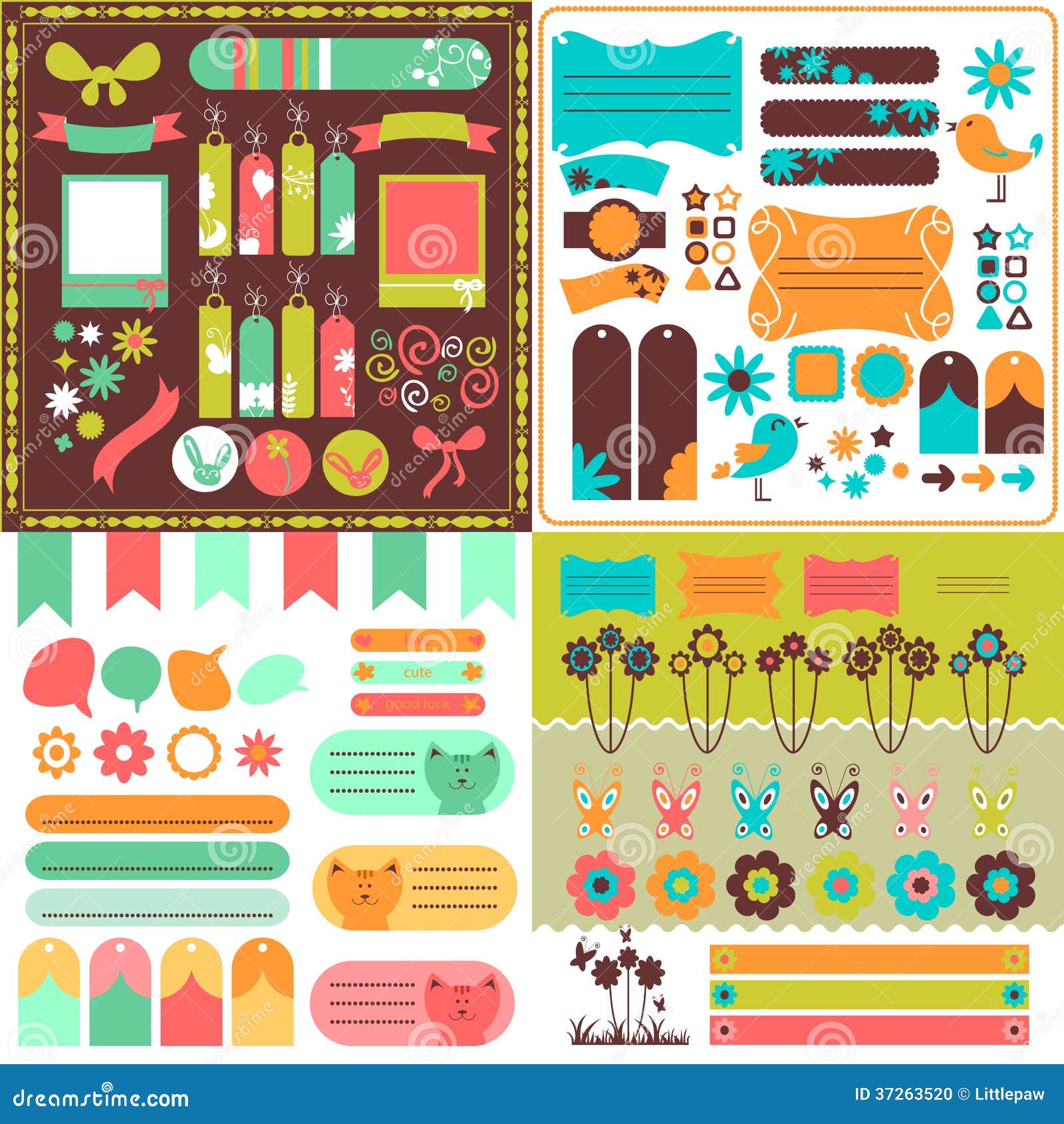Cute Scrapbook Templates For Planner Vector Illustration ...