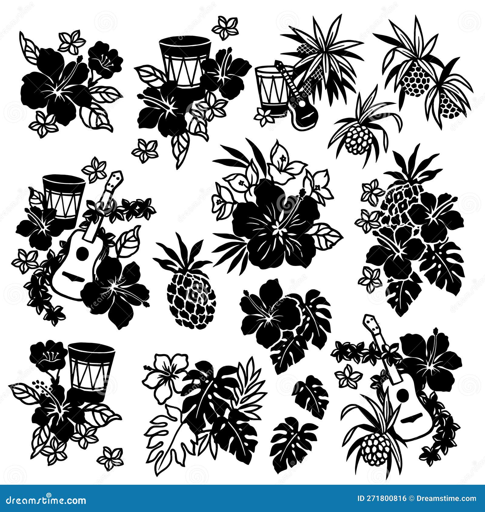 Simple and Cute Aloha Shirt Material Collection, Stock Vector ...
