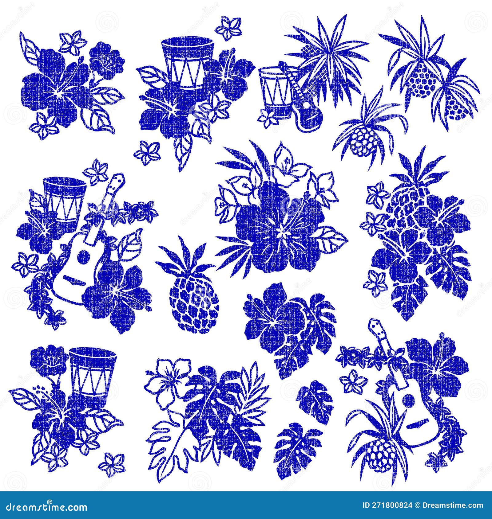 Simple and Cute Aloha Shirt Material Collection, Stock Vector ...