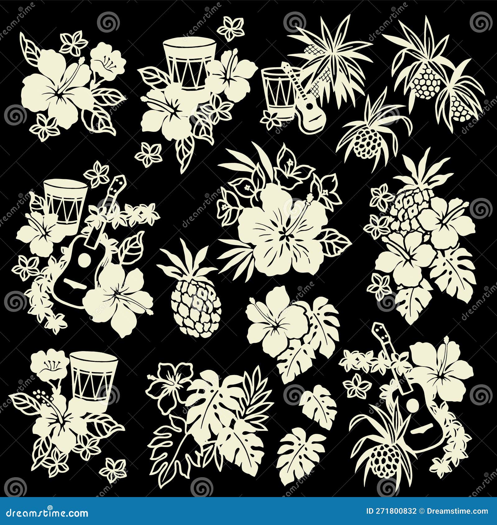 Simple and Cute Aloha Shirt Material Collection, Stock Vector ...